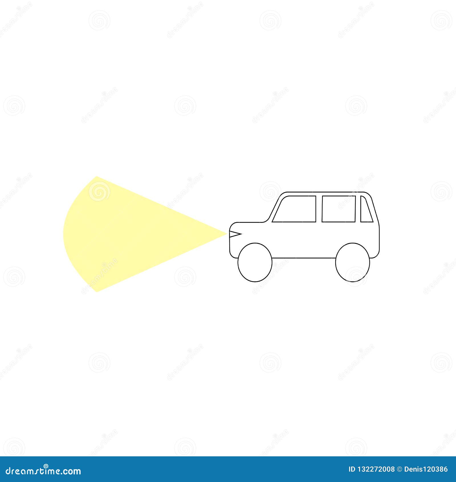 Car with Headlights Vector Image Stock Illustration - Illustration of ...