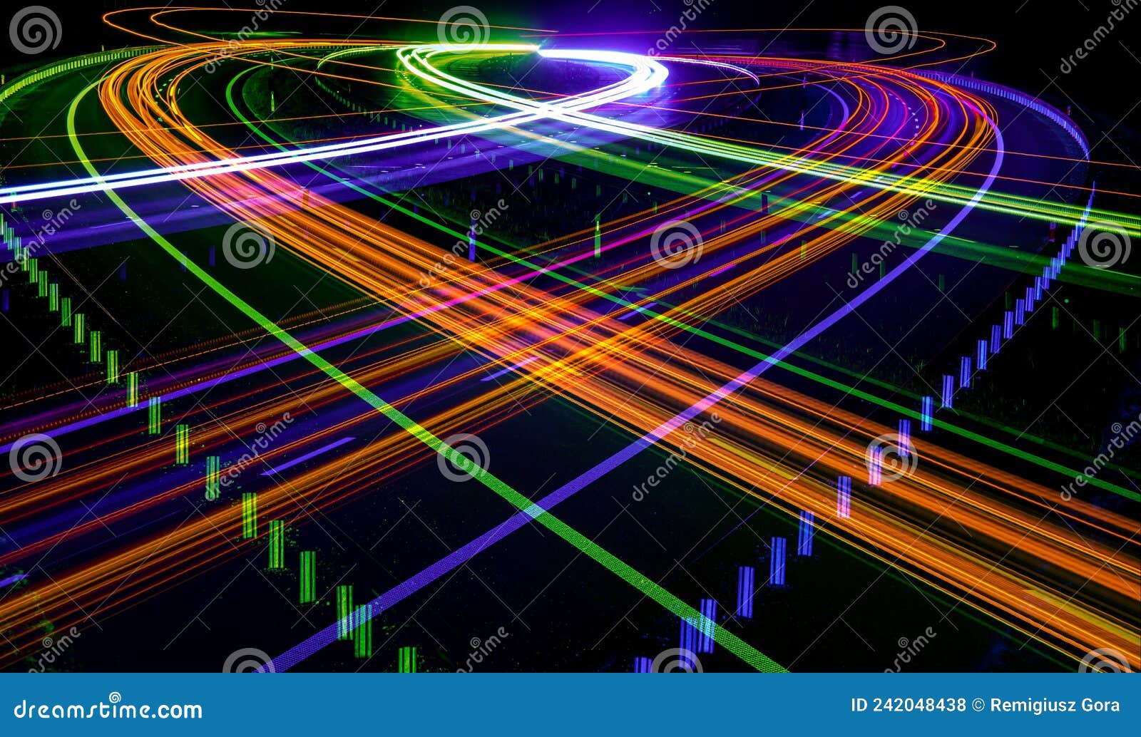 Car Light Lines, at Night, Long Exposure Stock Photo - Image of street ...