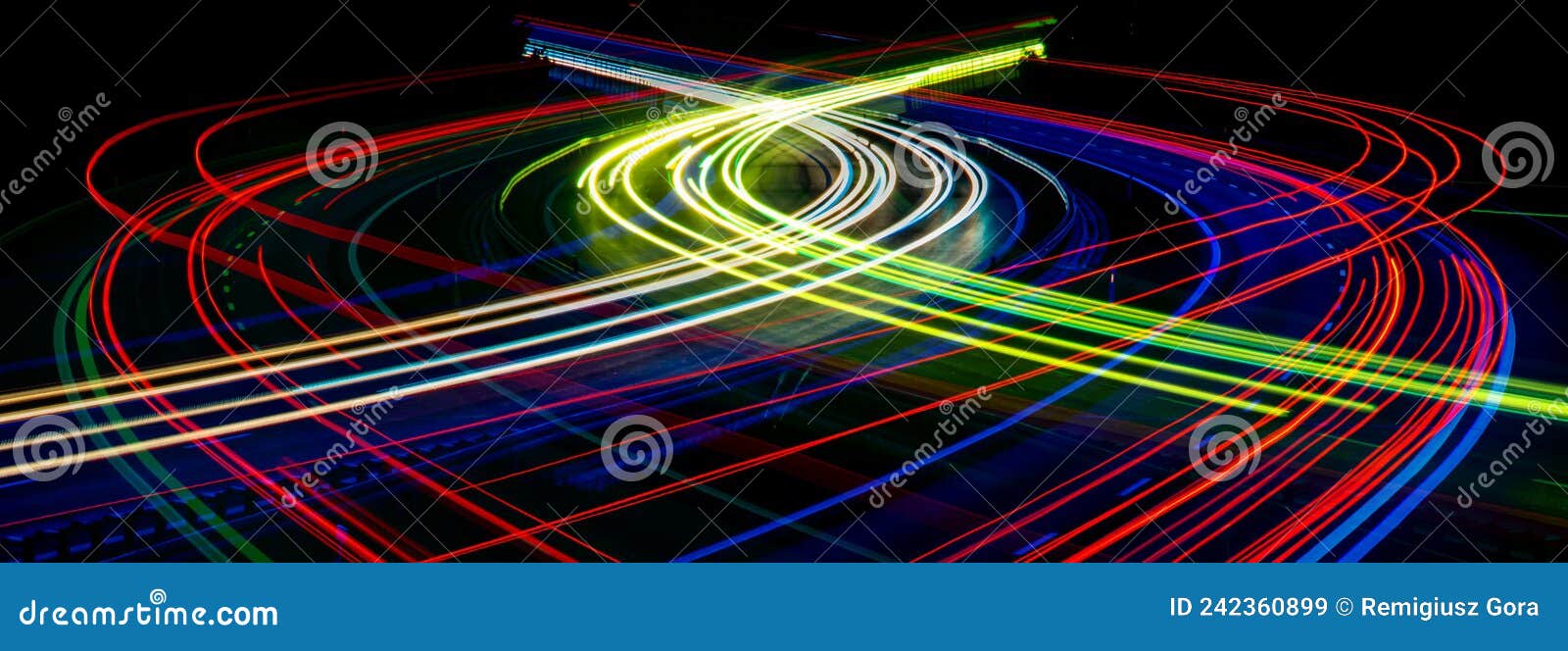 Car Light Lines, at Night, Long Exposure Stock Illustration ...