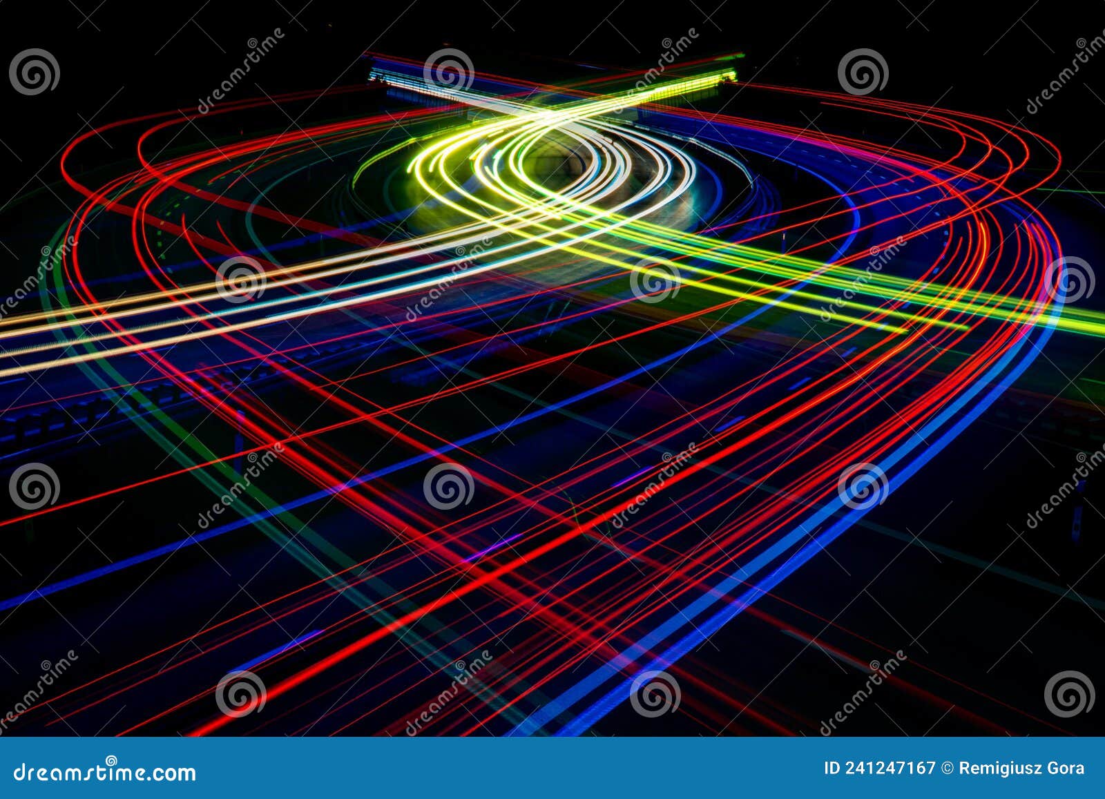 Car Light Lines, at Night, Long Exposure Stock Illustration ...