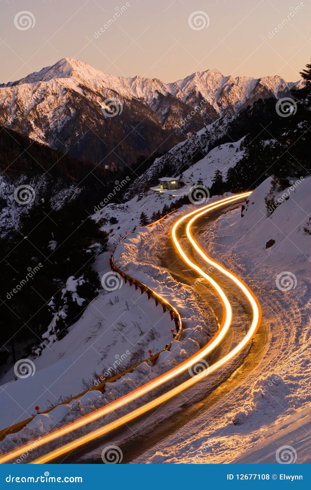 Car Light in Night on Ice Road Stock Photo - Image of environment ...