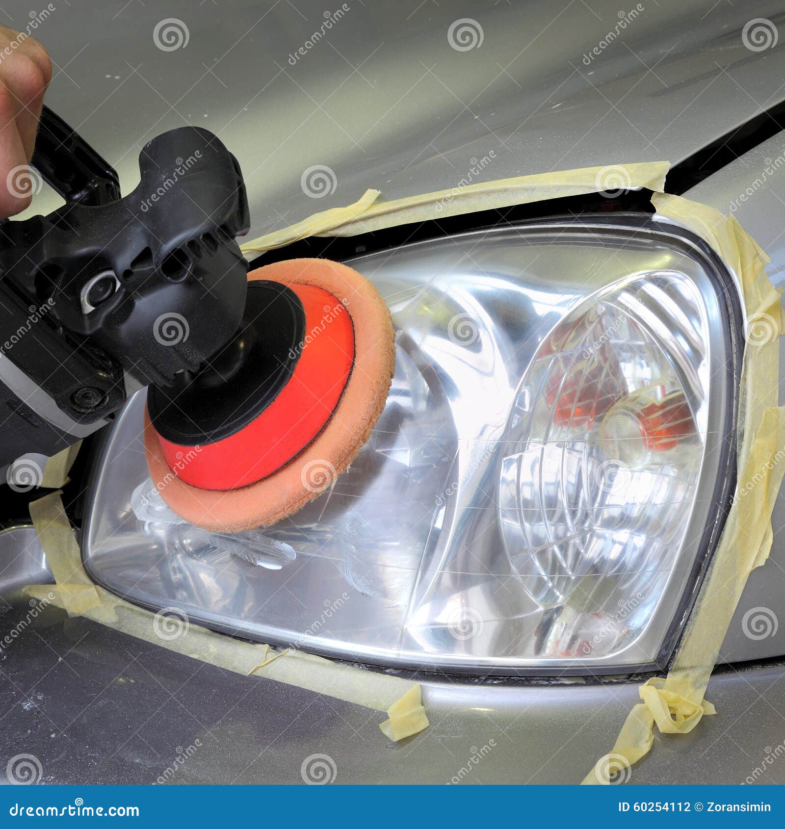 Car Light Repairing, Hand with Tool Polish Headlight Stock Photo ...