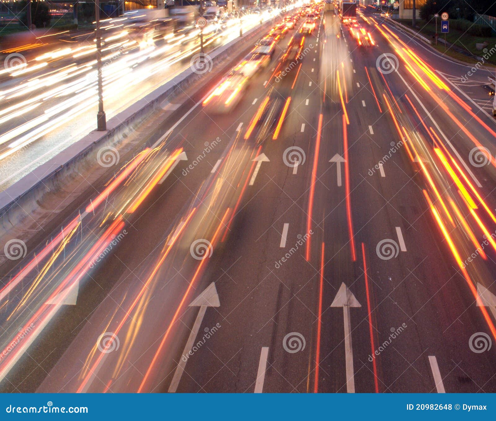 Car Light Traces on Night Highway Stock Photo - Image of speed, rapid ...