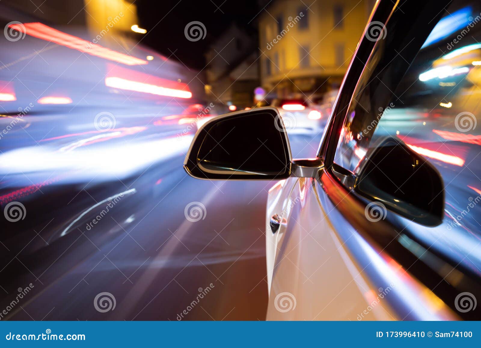 Car Light Trail while Driving in the City at Night Stock Photo - Image ...