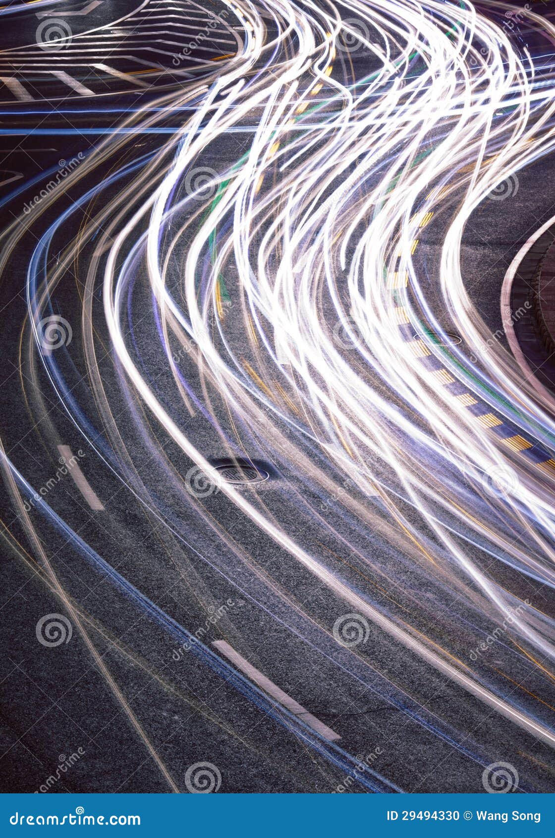 The car light trails stock photo. Image of downtown, night - 29494330