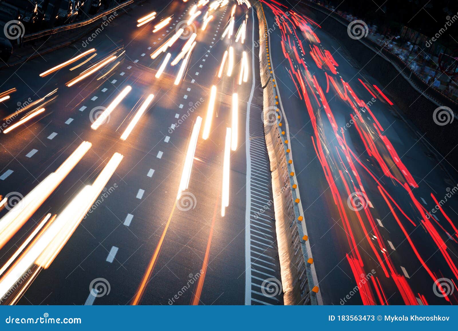 Car Light Trails on the Highway in the Night Modern City Stock Image ...