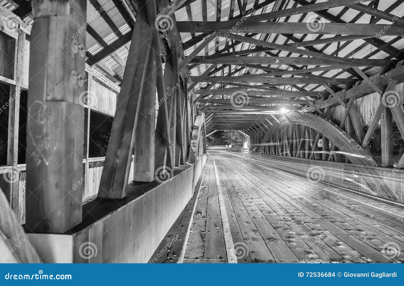 Car Light Trails Inside a Bridge at Night Stock Photo - Image of ...