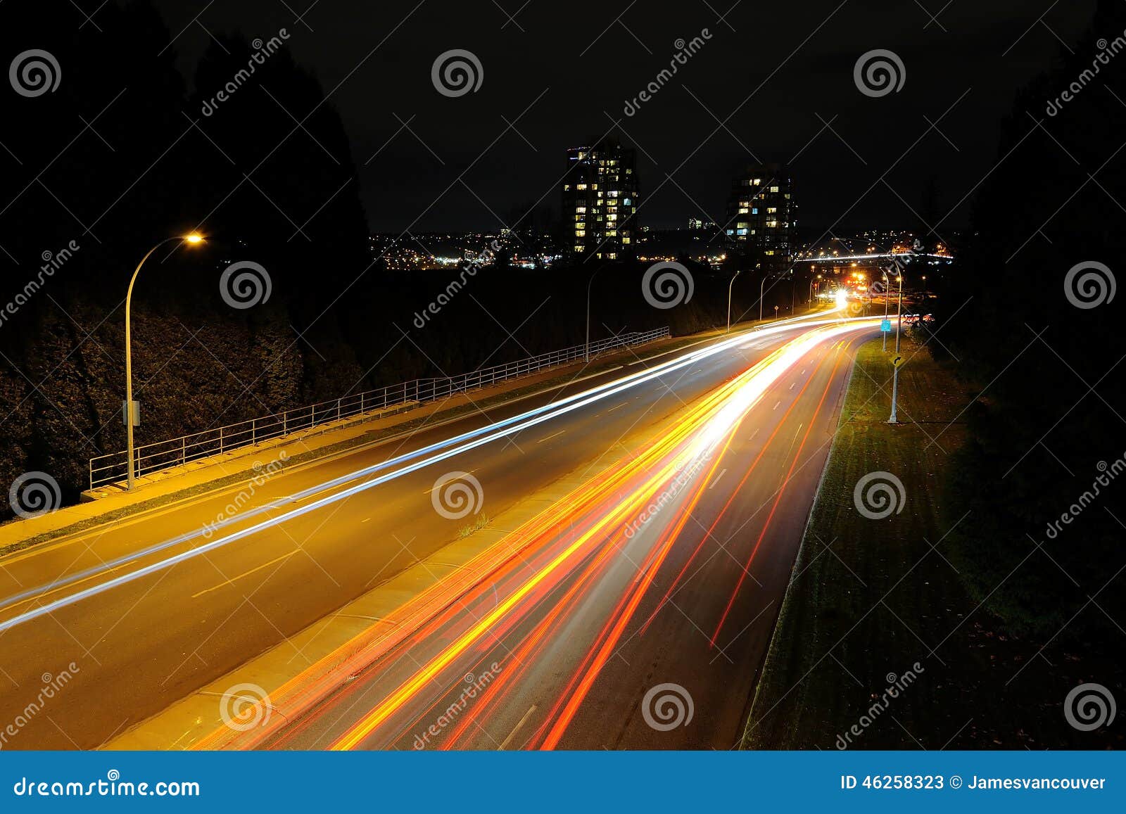 Car light trails at night stock image. Image of auto - 46258323