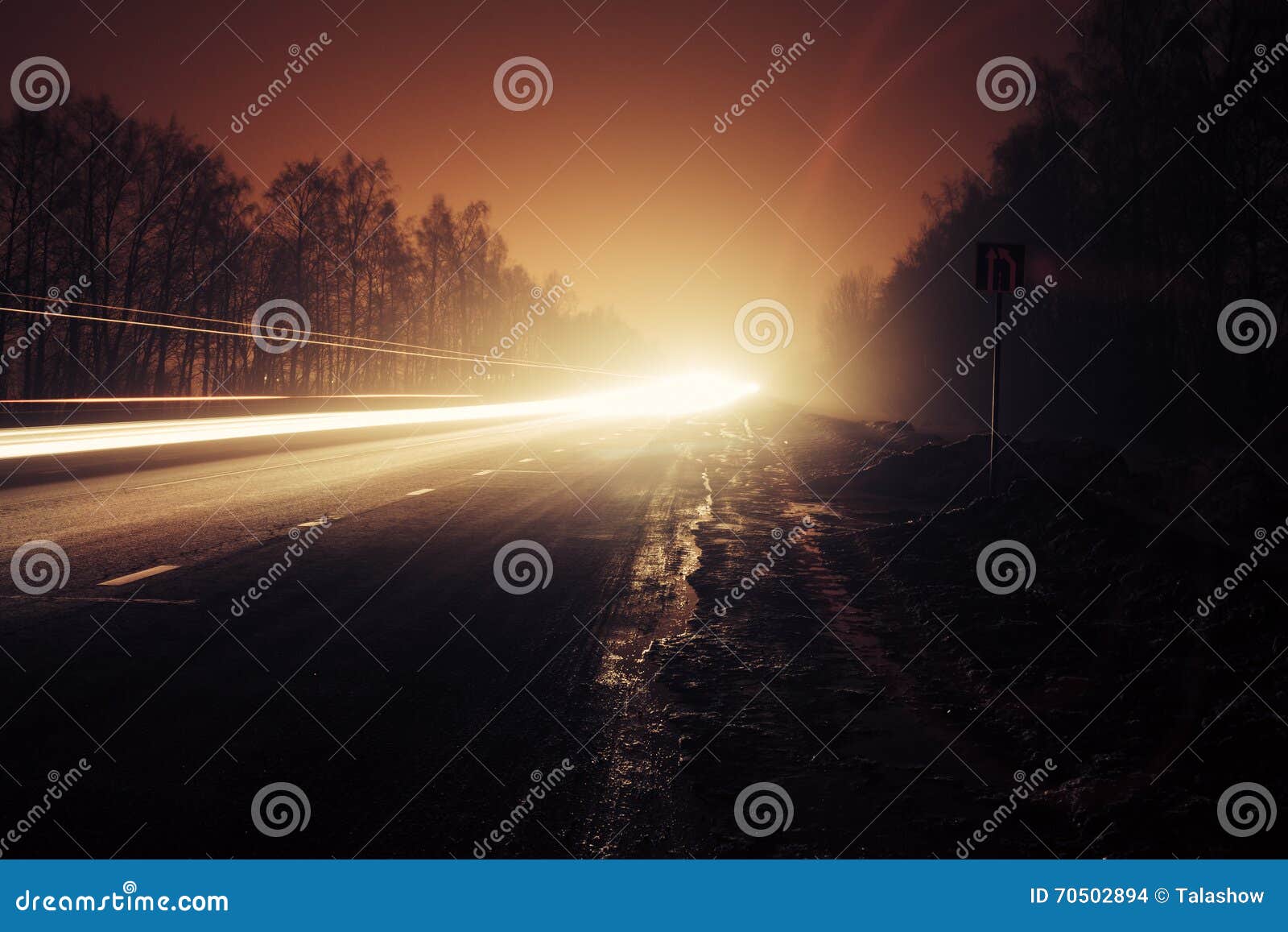 Car Light Trails in the Road at Night Stock Photo - Image of light ...