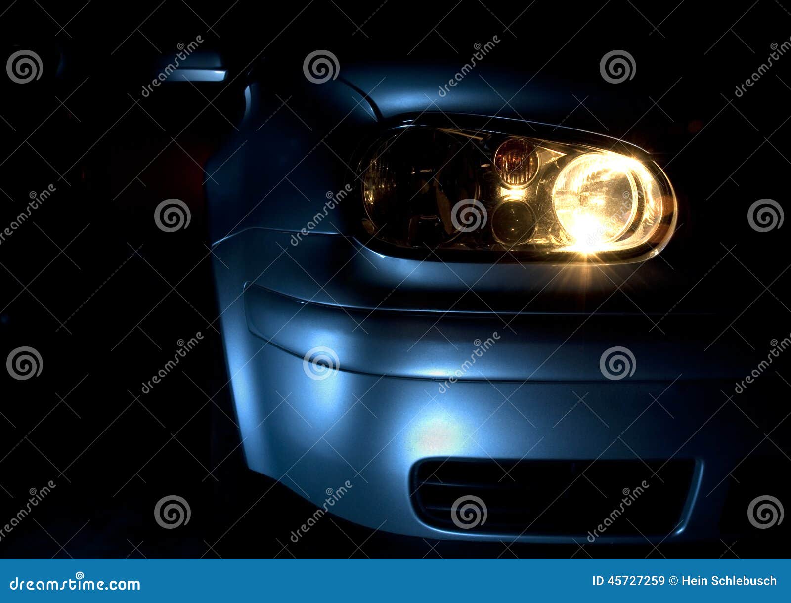 Car with lights on stock image. Image of dark, metal - 45727259