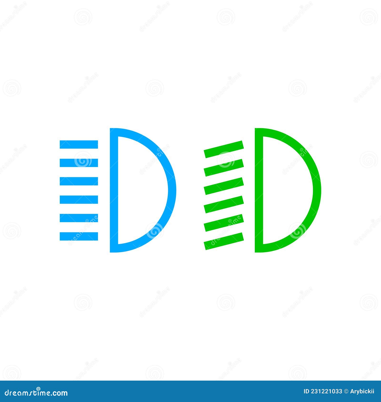 Car Lights icons on white stock vector. Illustration of beam - 231221033