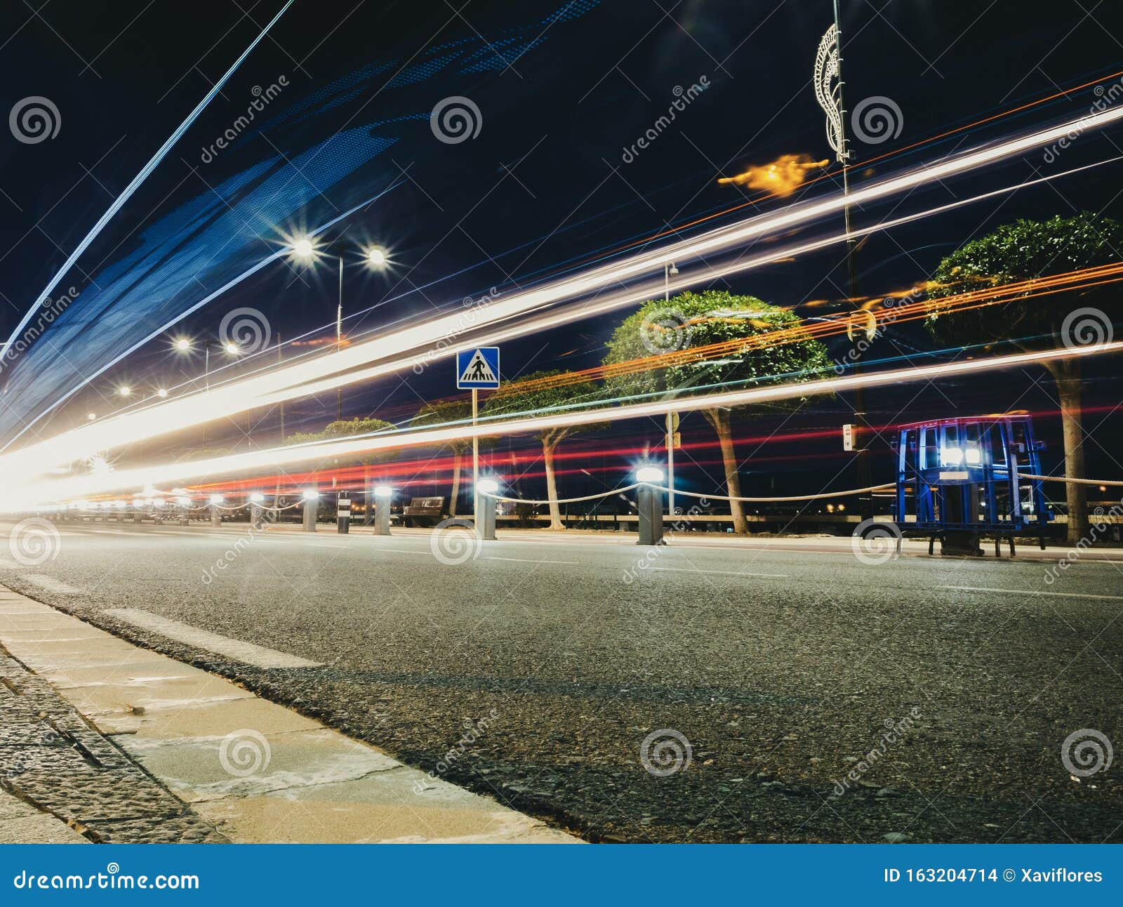 Car Lights Trails in Street at Night Stock Photo - Image of motion ...