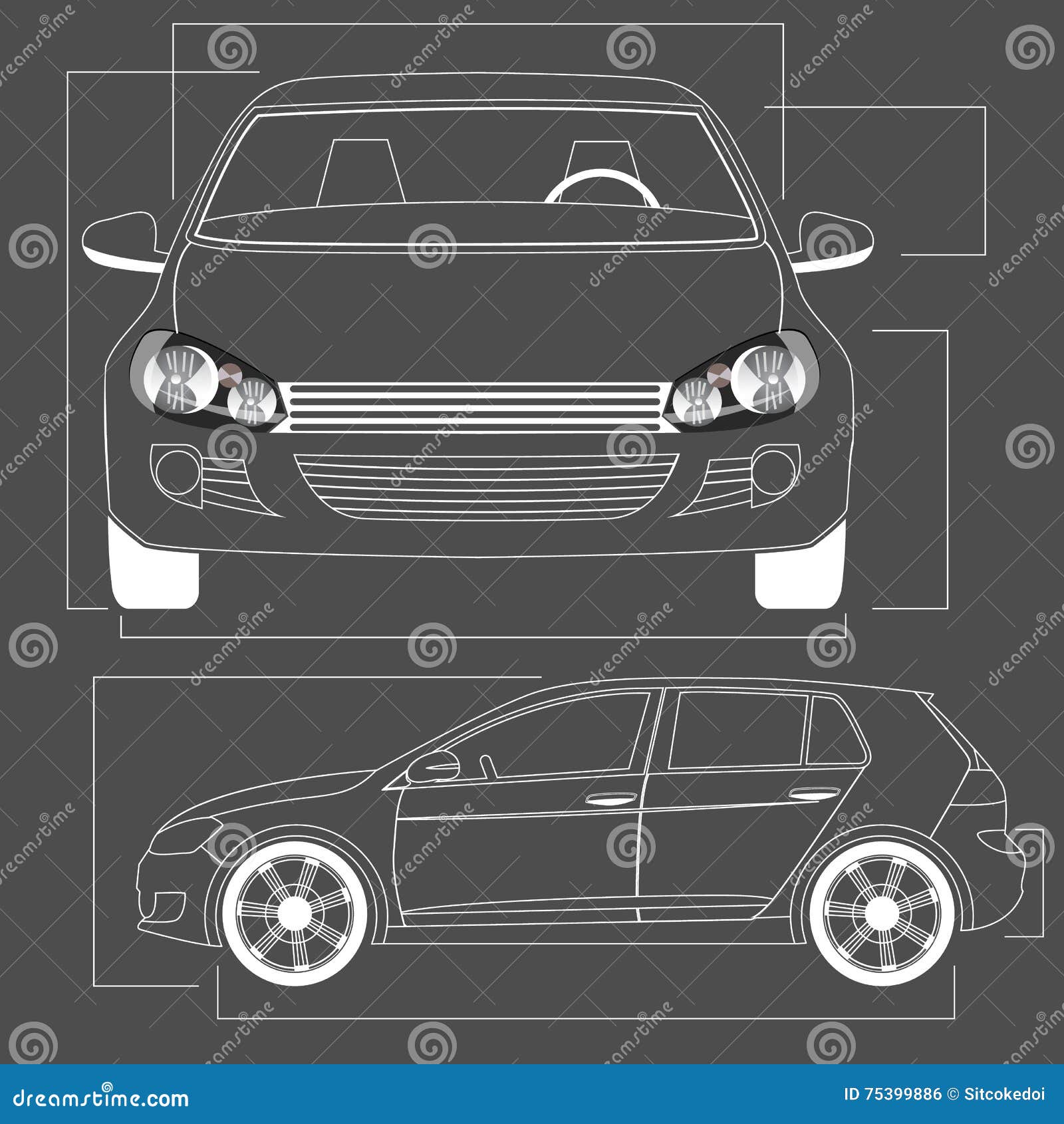 Car line art on blackboard stock vector. Illustration of graphic - 75399886