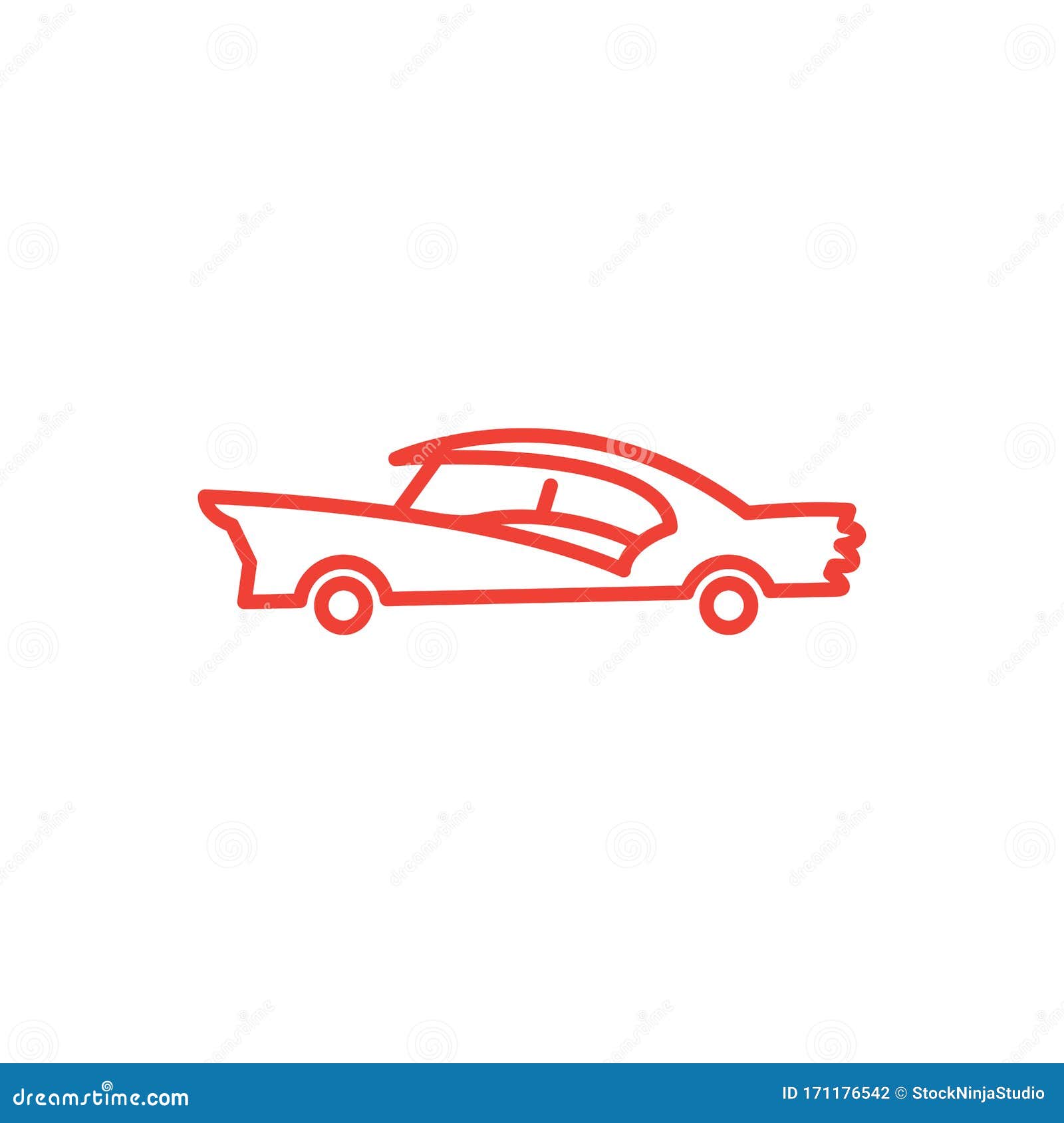 Car Line Red Icon on White Background. Red Flat Style Vector ...