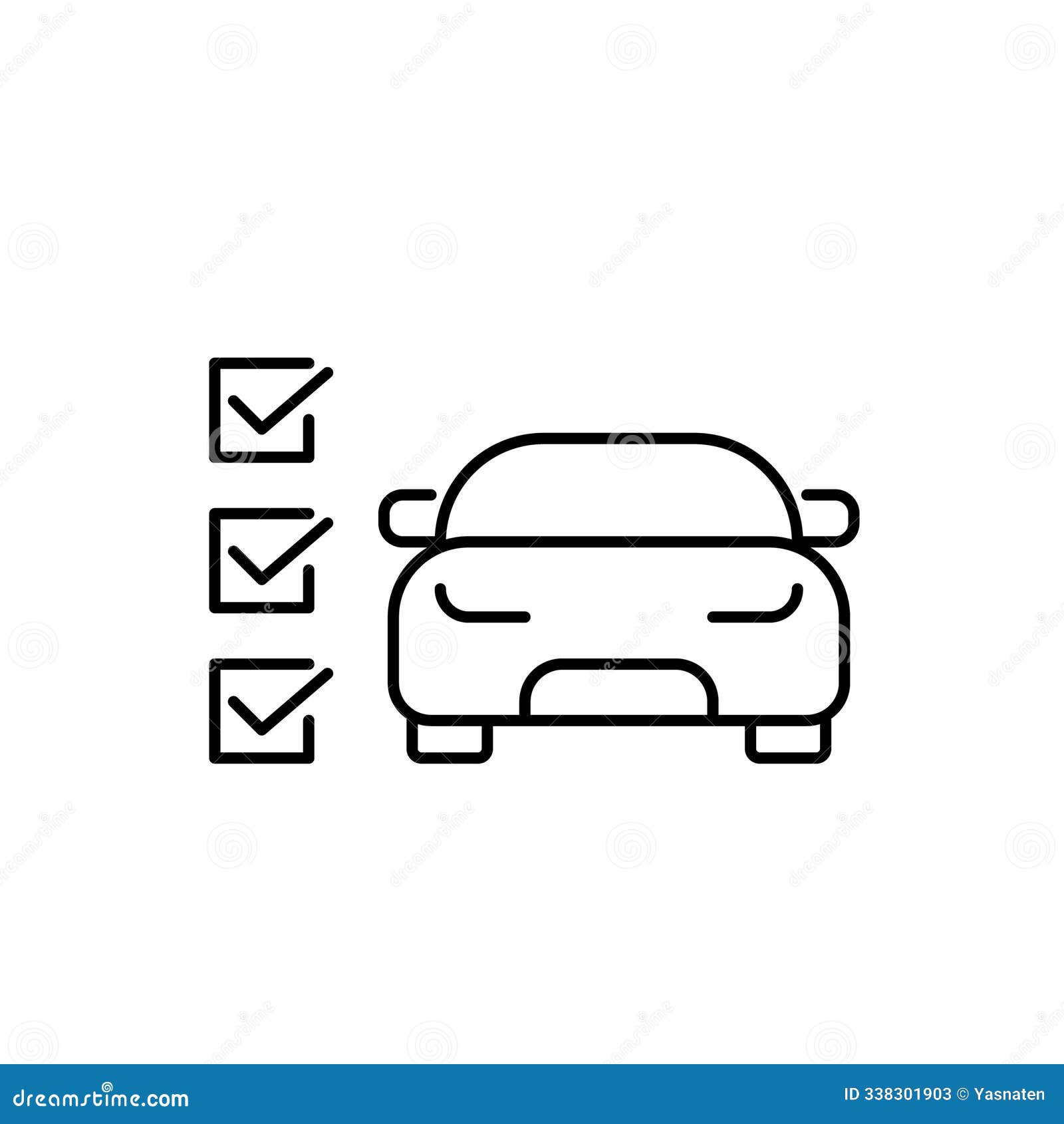 Car and List of Checkmarks. Vehicle Inspection or Maintenance Check ...