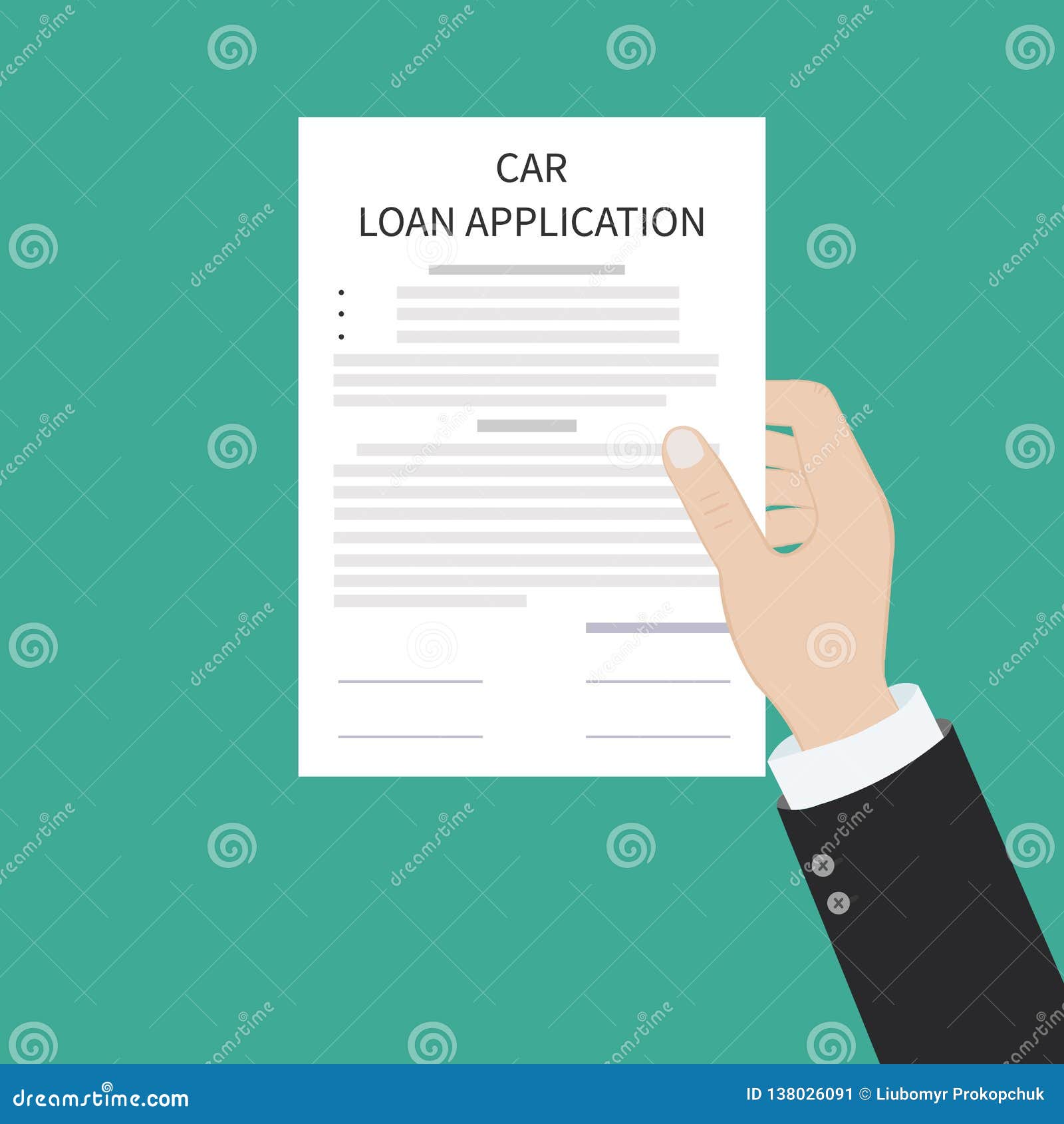 Car Loan Application Form Submission Document Paper Work Stock Vector ...