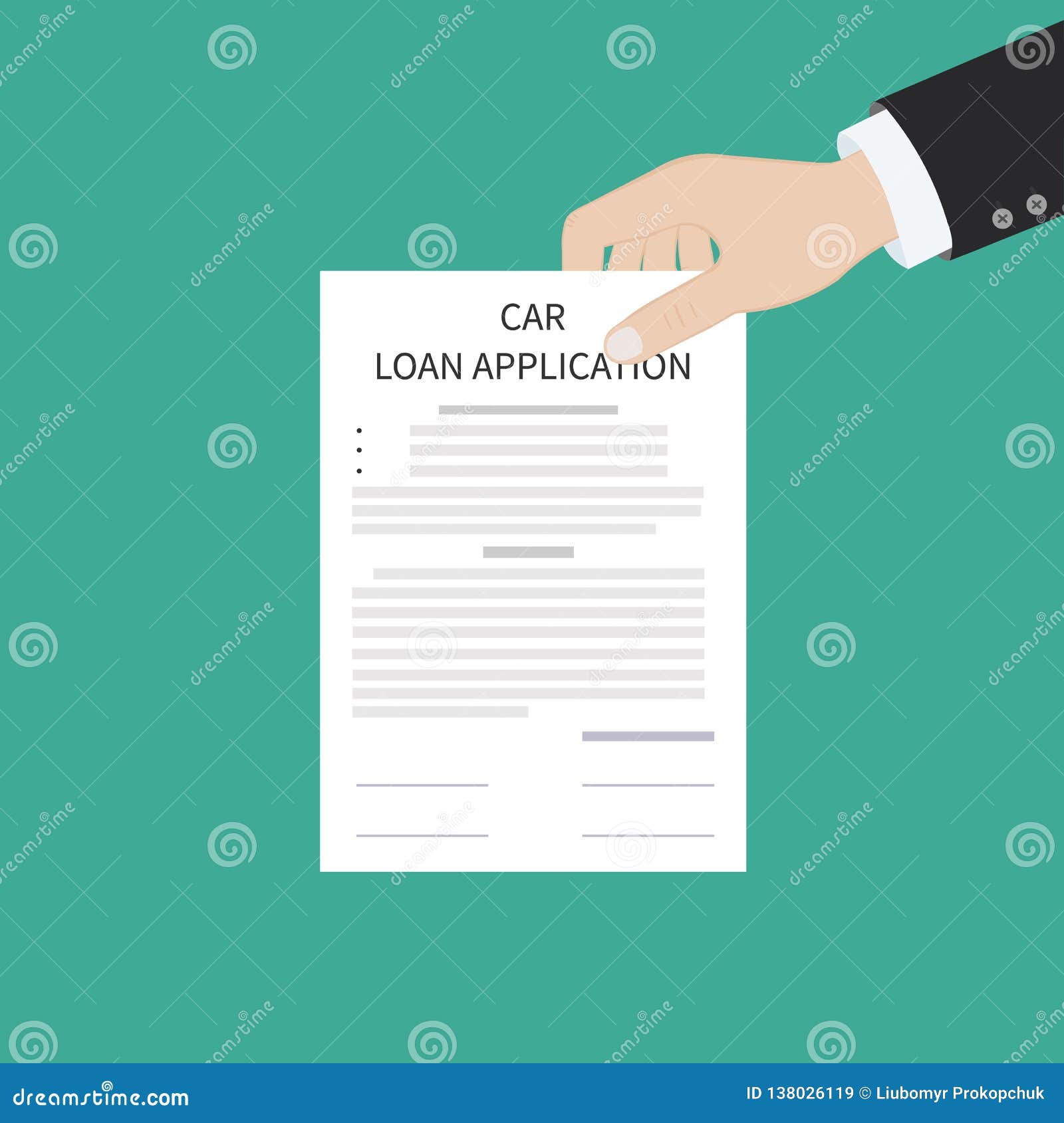 Car Loan Application Form Submission Document Paper Work Stock Vector ...