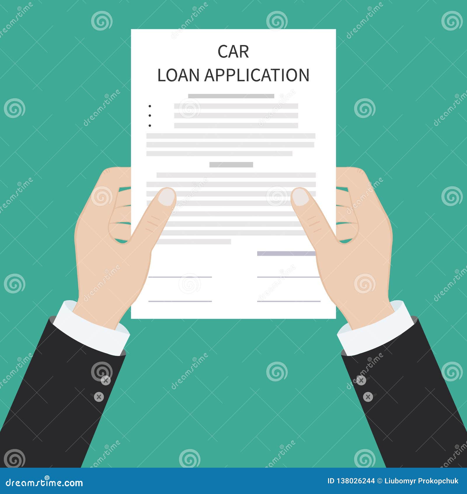 Car Loan Application Form Submission Document Paper Work Stock Vector ...