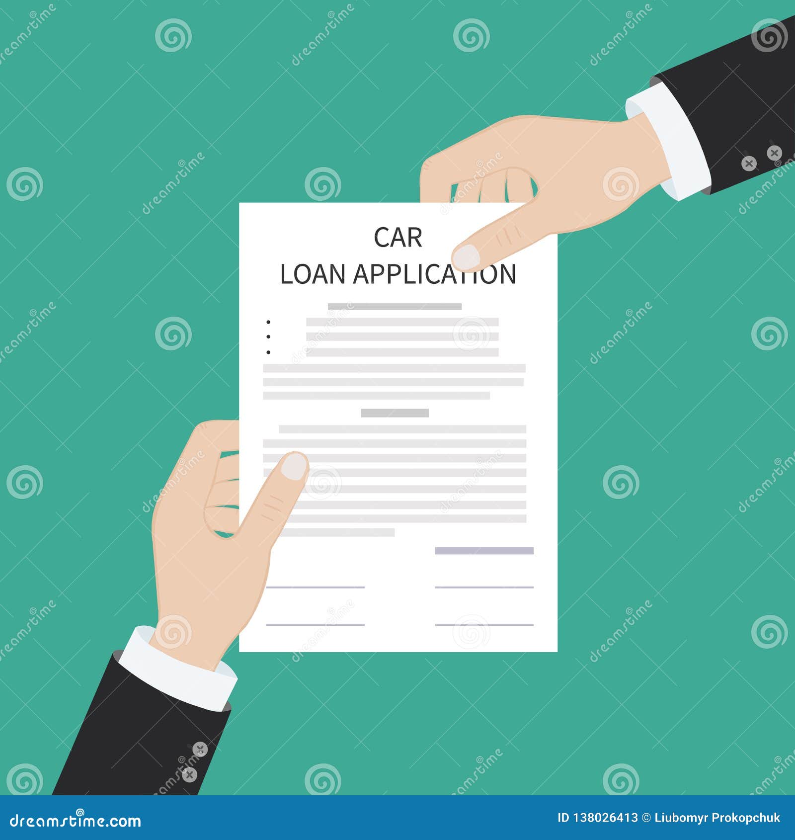 Car Loan Application Form Submission Document Paper Work Stock Vector ...