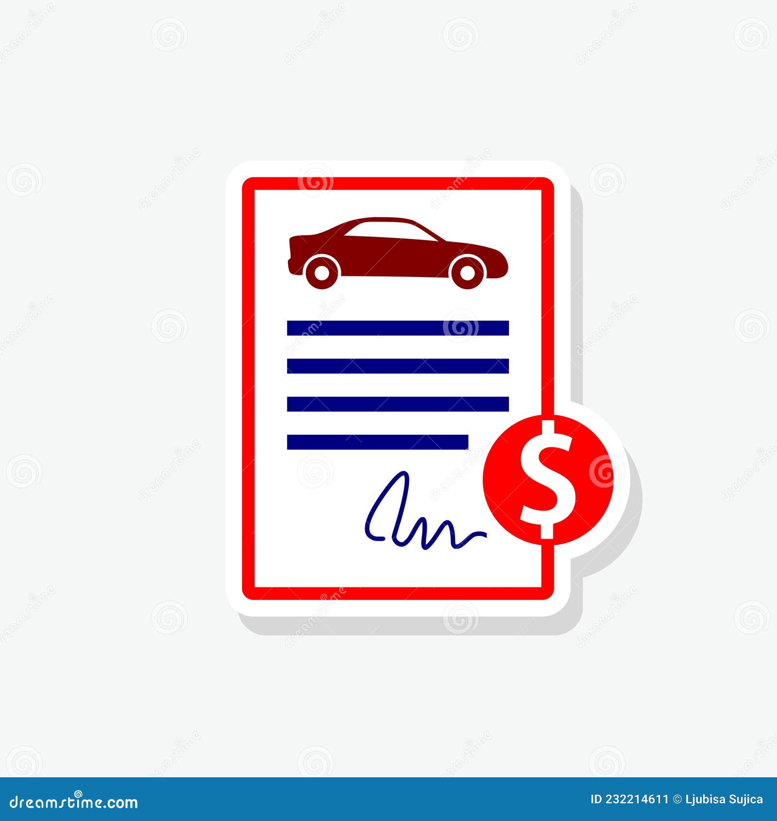 Car Loan Icon Sticker Isolated on White Background Stock Vector ...