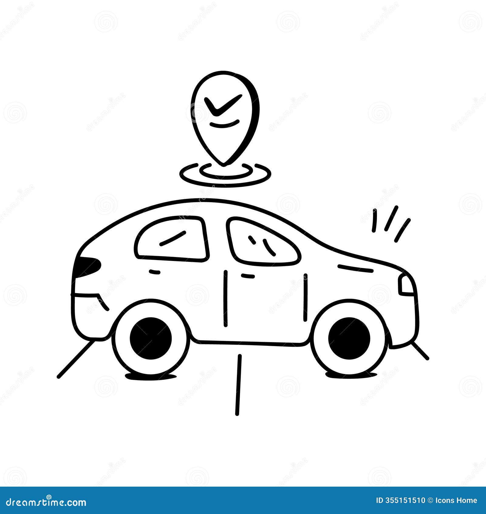 Car with a Location Marker Indicating the Arrival Point Stock ...