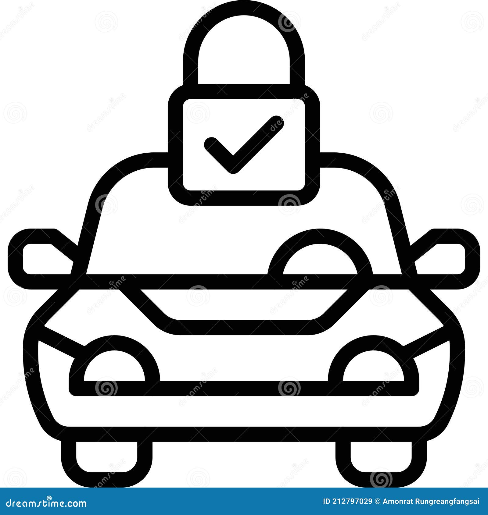 Car with Lock Icon, Parking Lot Related Vector Stock Vector ...