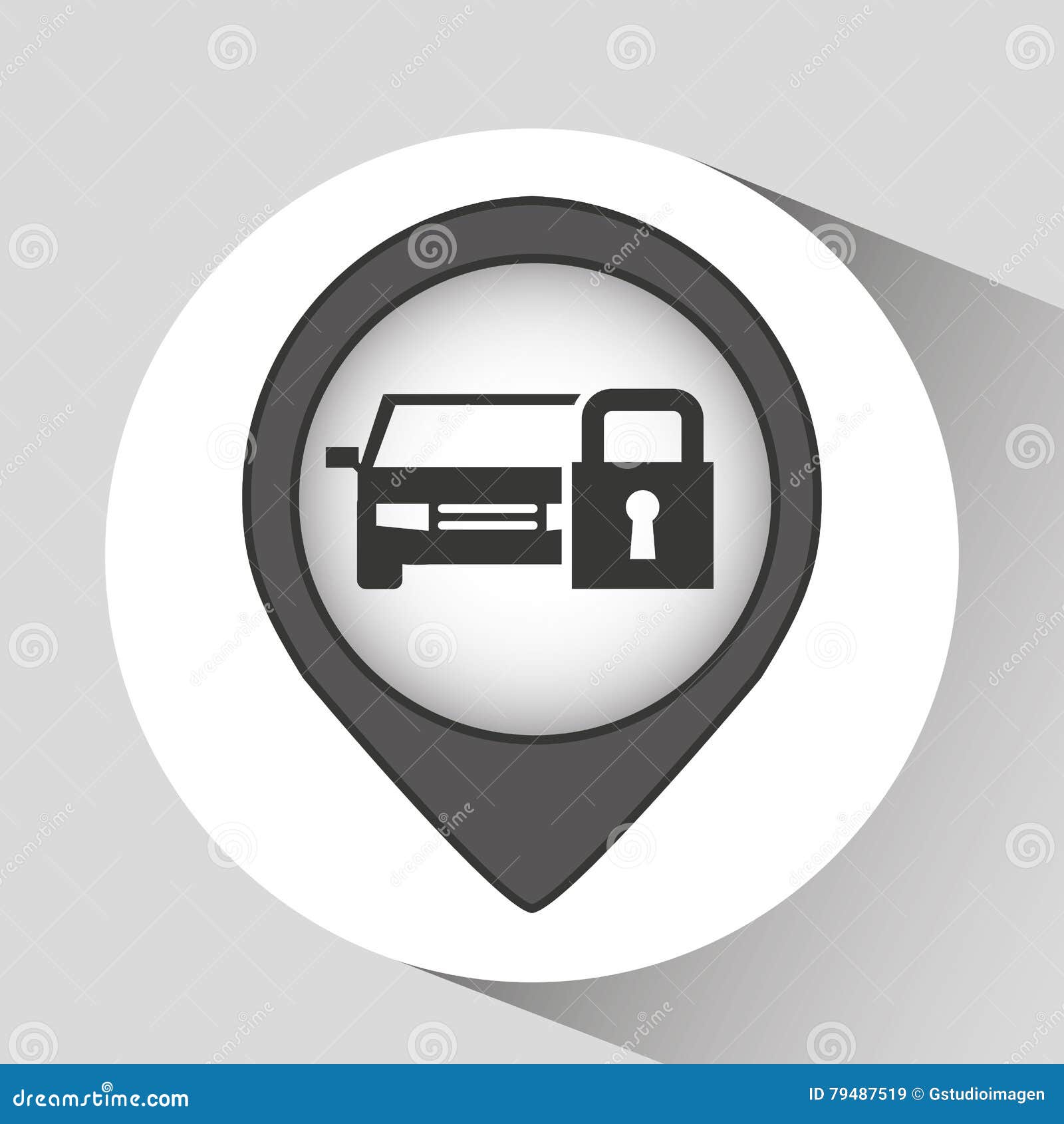 Car and lock icon stock illustration. Illustration of design - 79487519