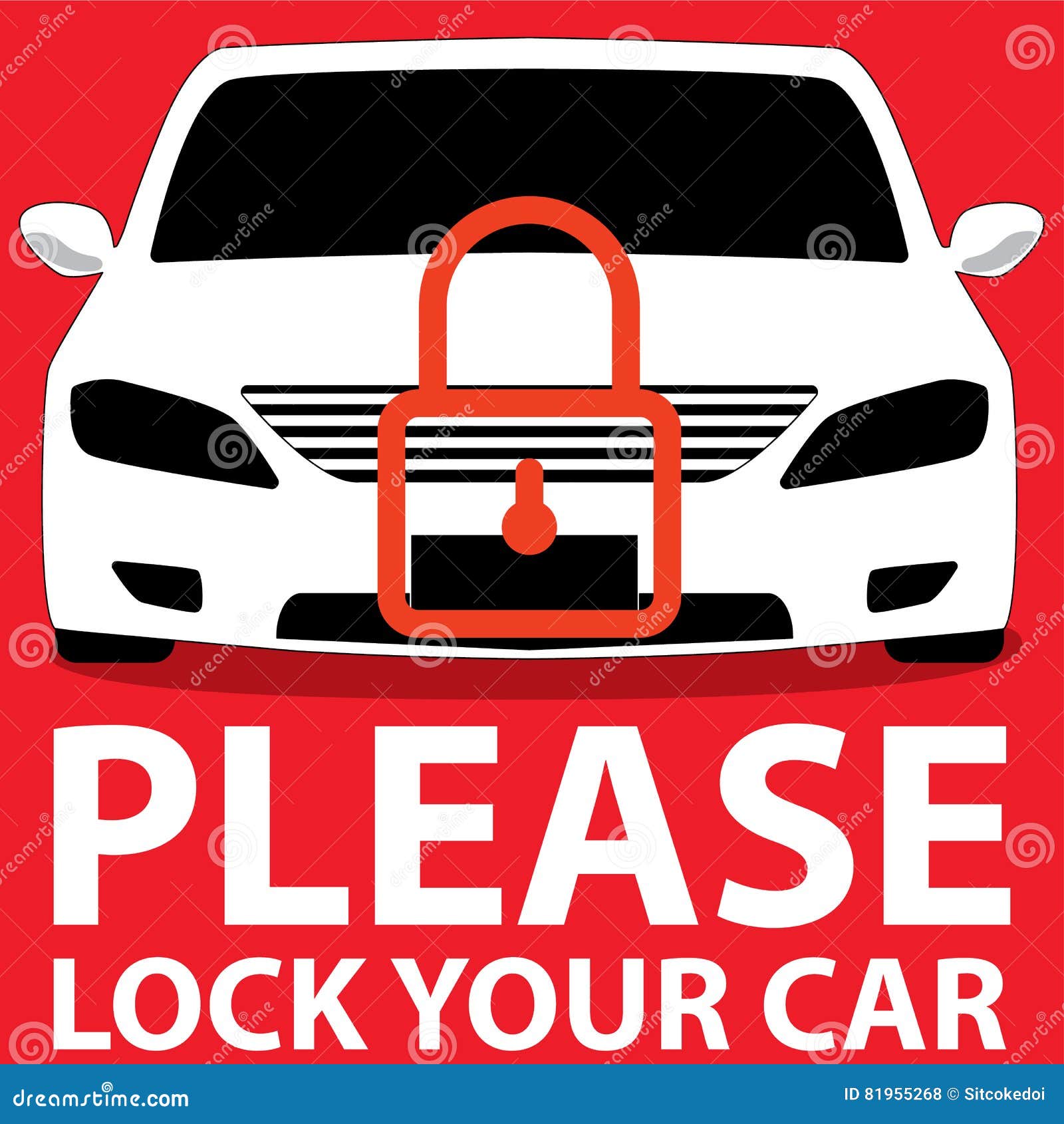 Car lock warning sign stock vector. Illustration of business - 81955268