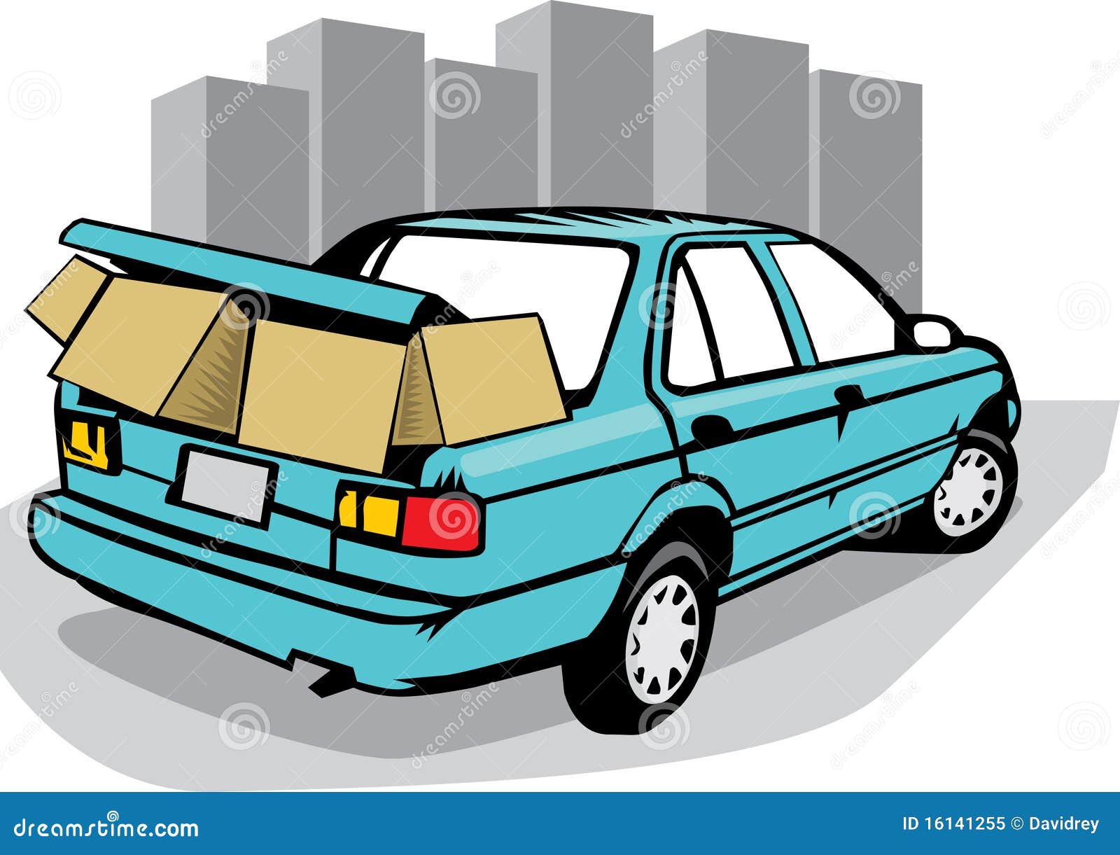Car with a lot of boxes stock vector. Illustration of scape - 16141255