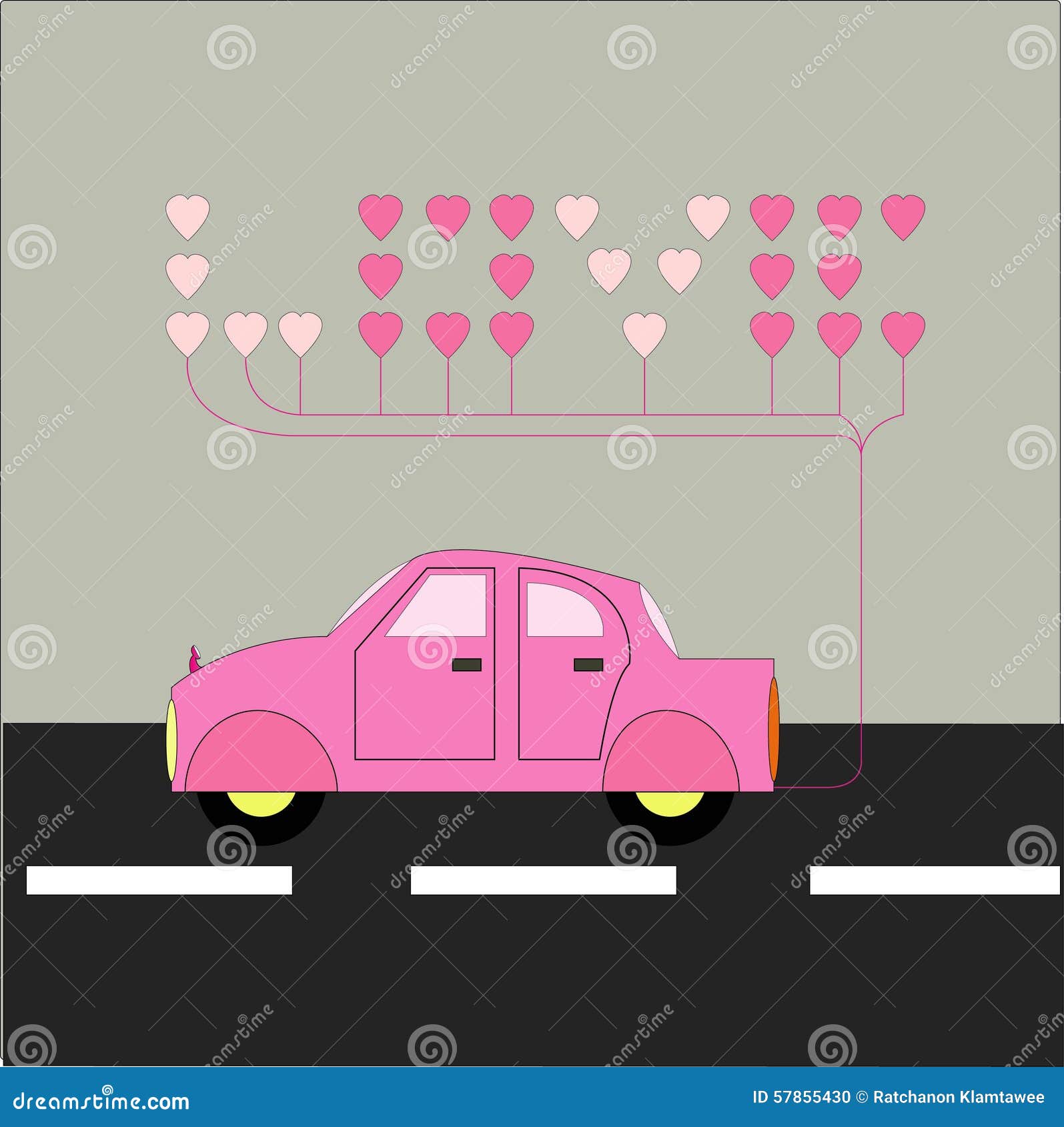 Car And Love Heart Stock Illustration Illustration Of Color 57855430