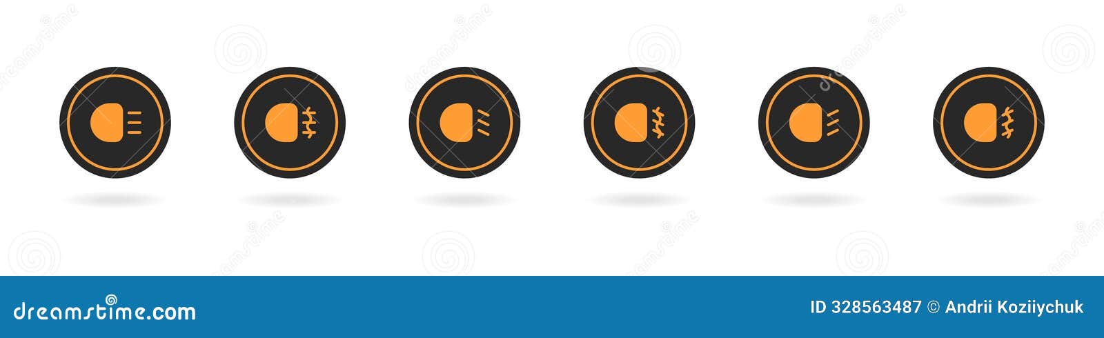 Car Low Beam and High Beam Icon Set Vector. Set of Car Light Logos ...