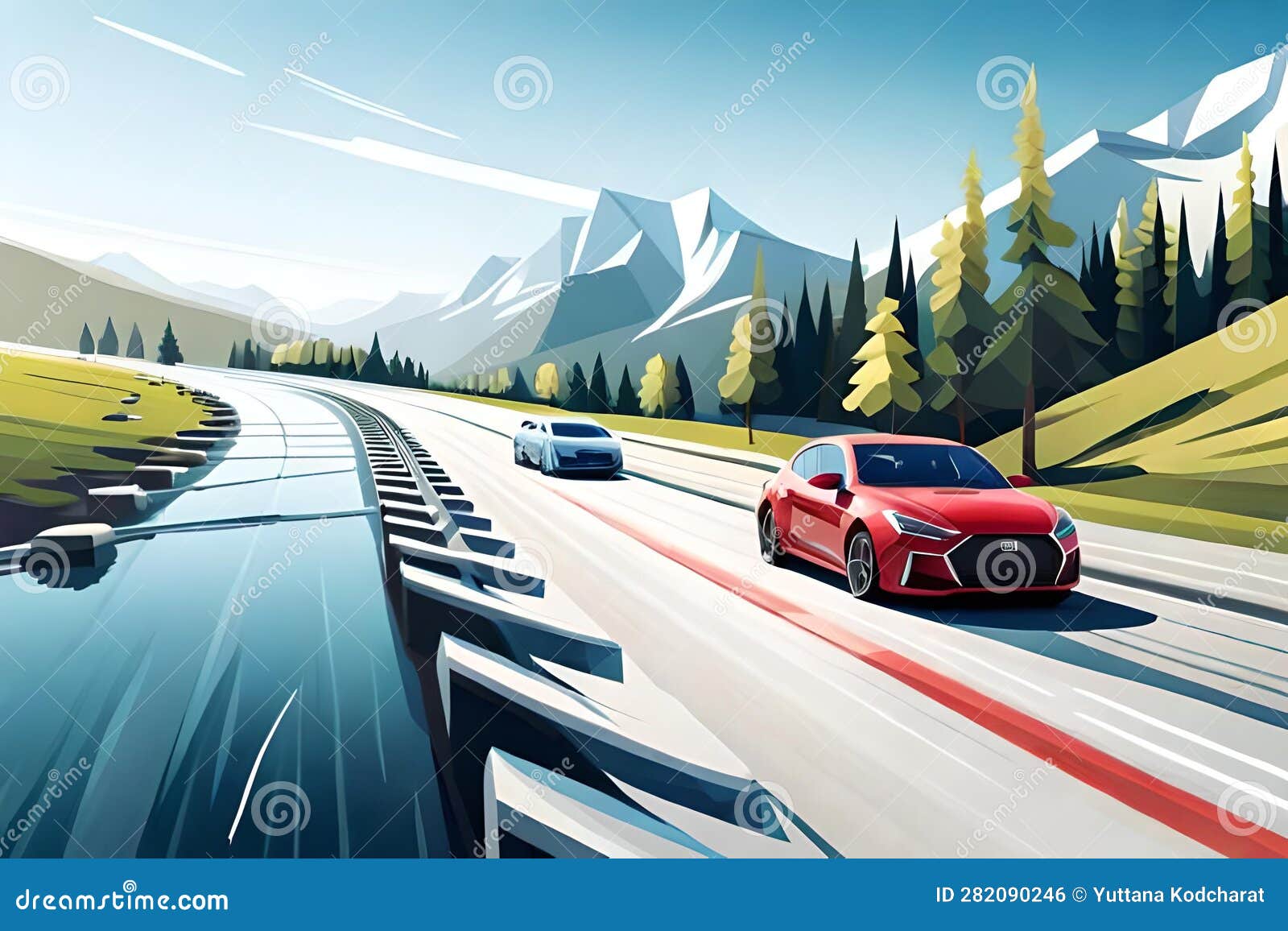 Car Low Polygon Watercolor GenerativeAI Stock Illustration ...