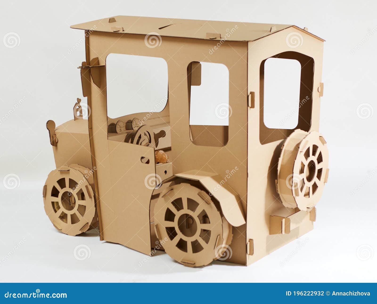 The Car Made of Corrugated Cardboard. Stock Photo - Image of ...