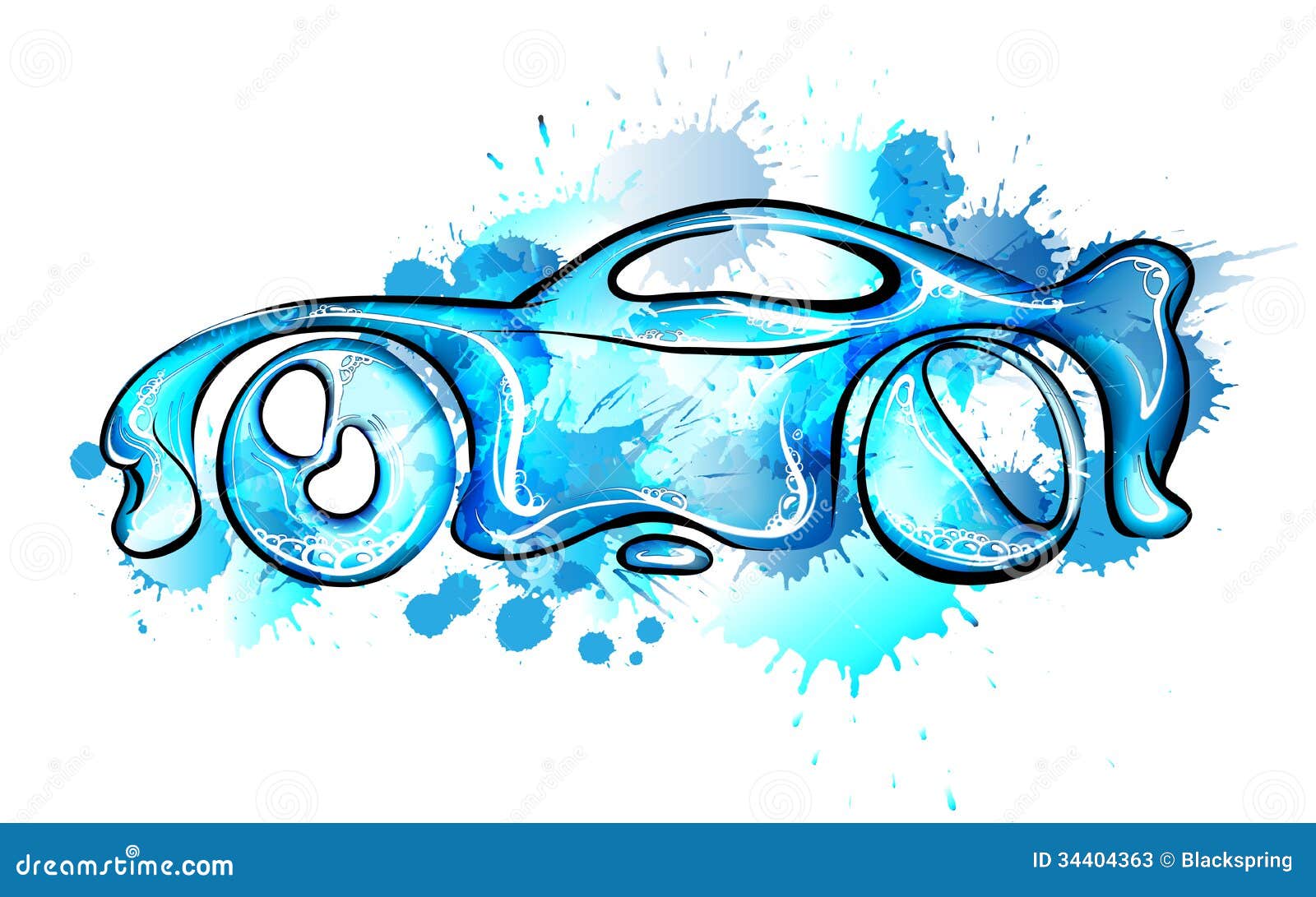 Car made of splashes. stock vector. Illustration of clear - 34404363
