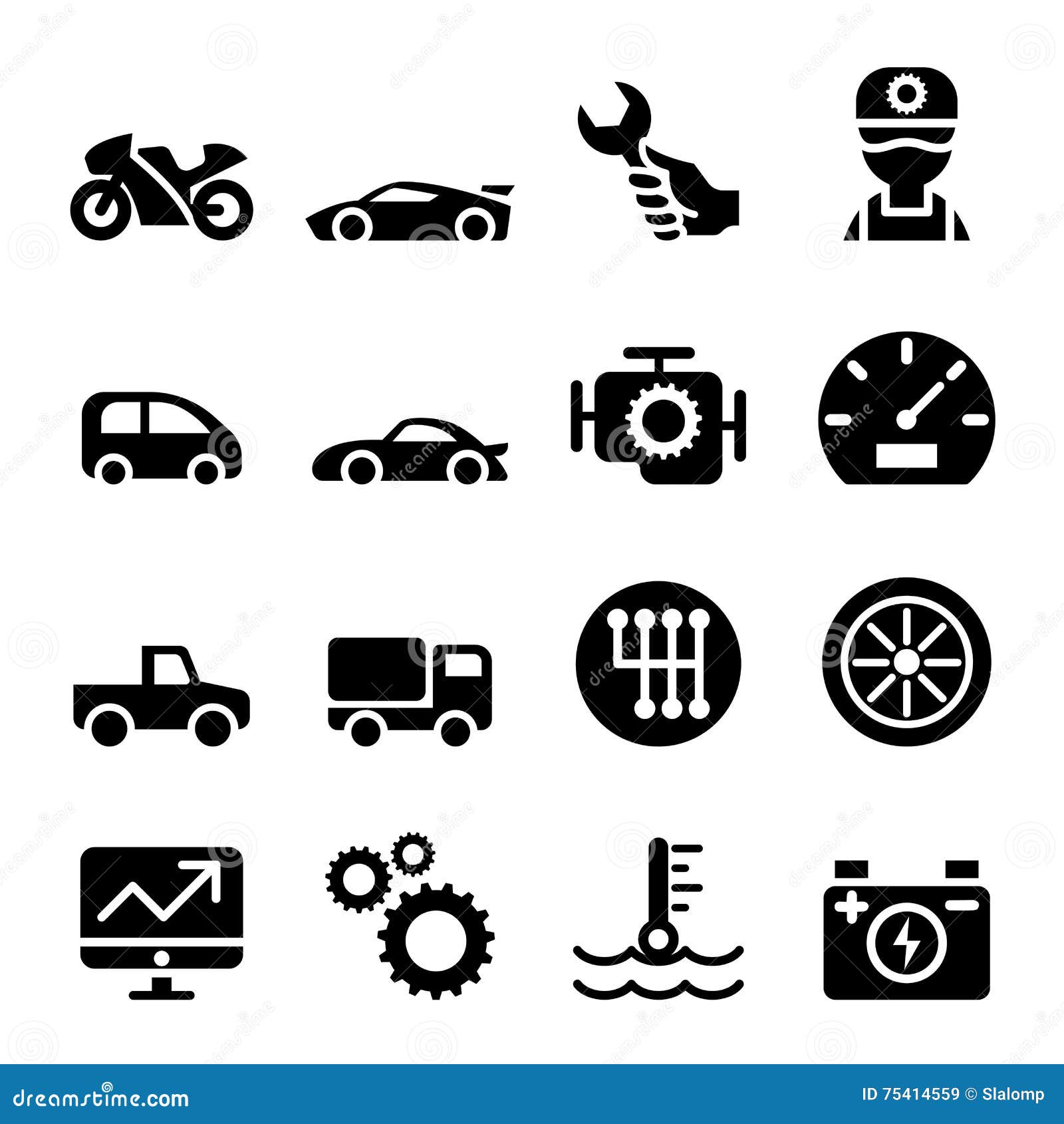 Car Maintenance and Repair Icon Set Stock Illustration - Illustration ...