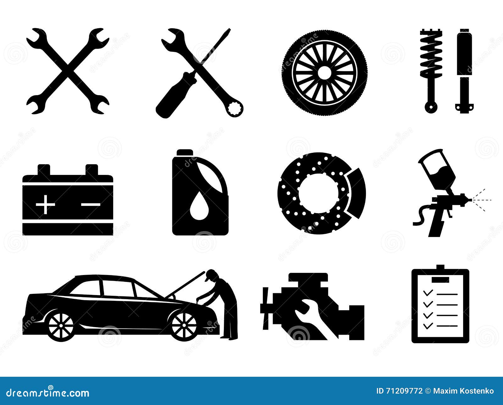Car Maintenance and Repair Icon Set, Vector Stock Vector - Illustration ...
