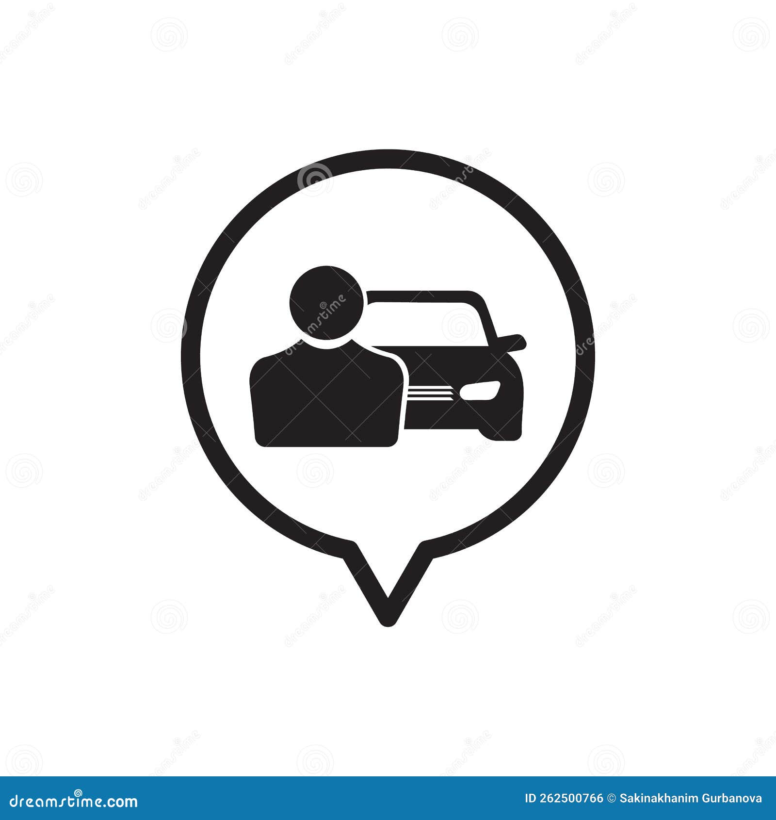 Car Man Icon Map Pin on White Background Stock Illustration ...