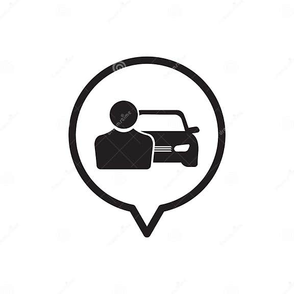 Car Man Icon Map Pin on White Background Stock Illustration ...