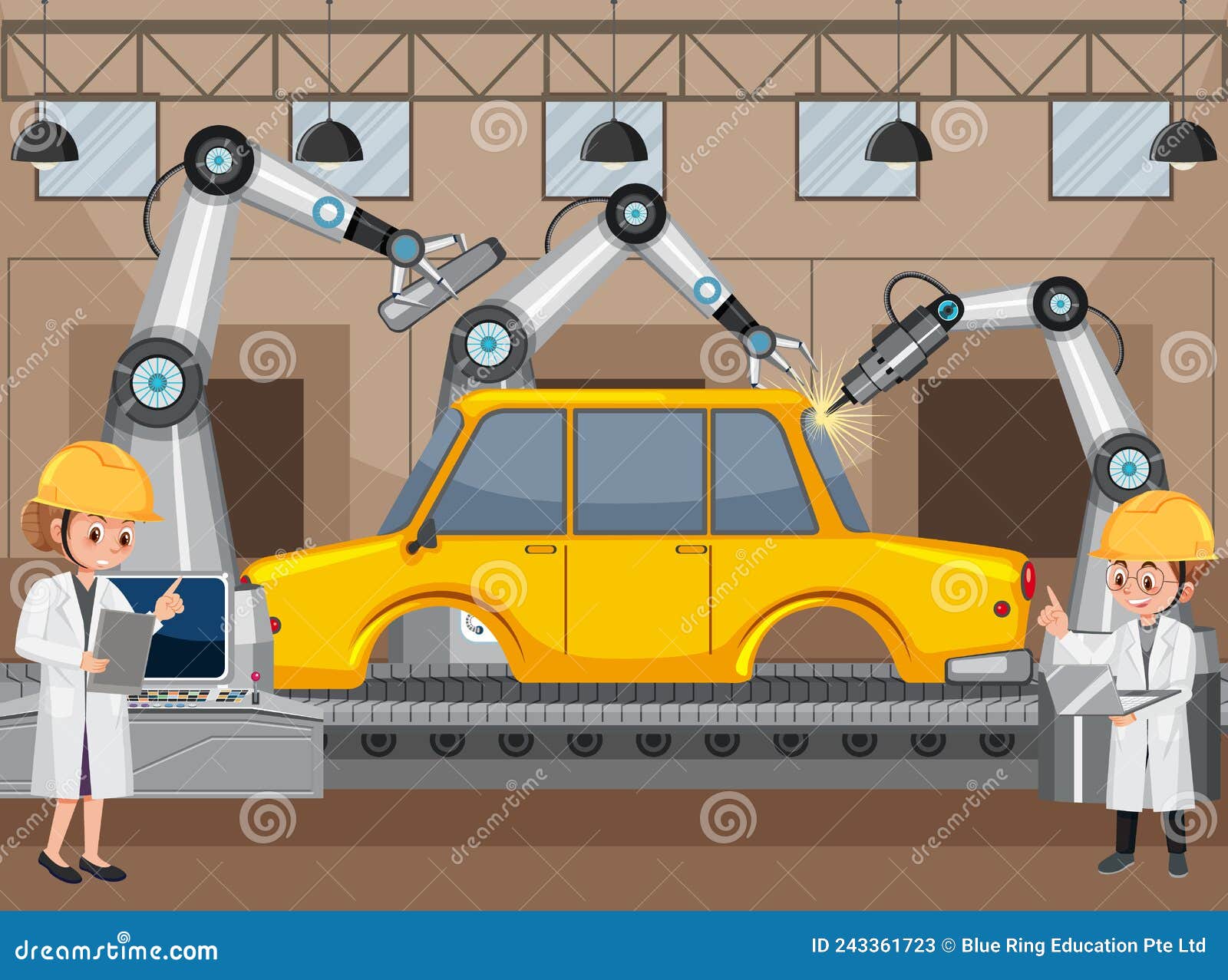 Car Manufacturing Automation Concept Stock Vector - Illustration of ...