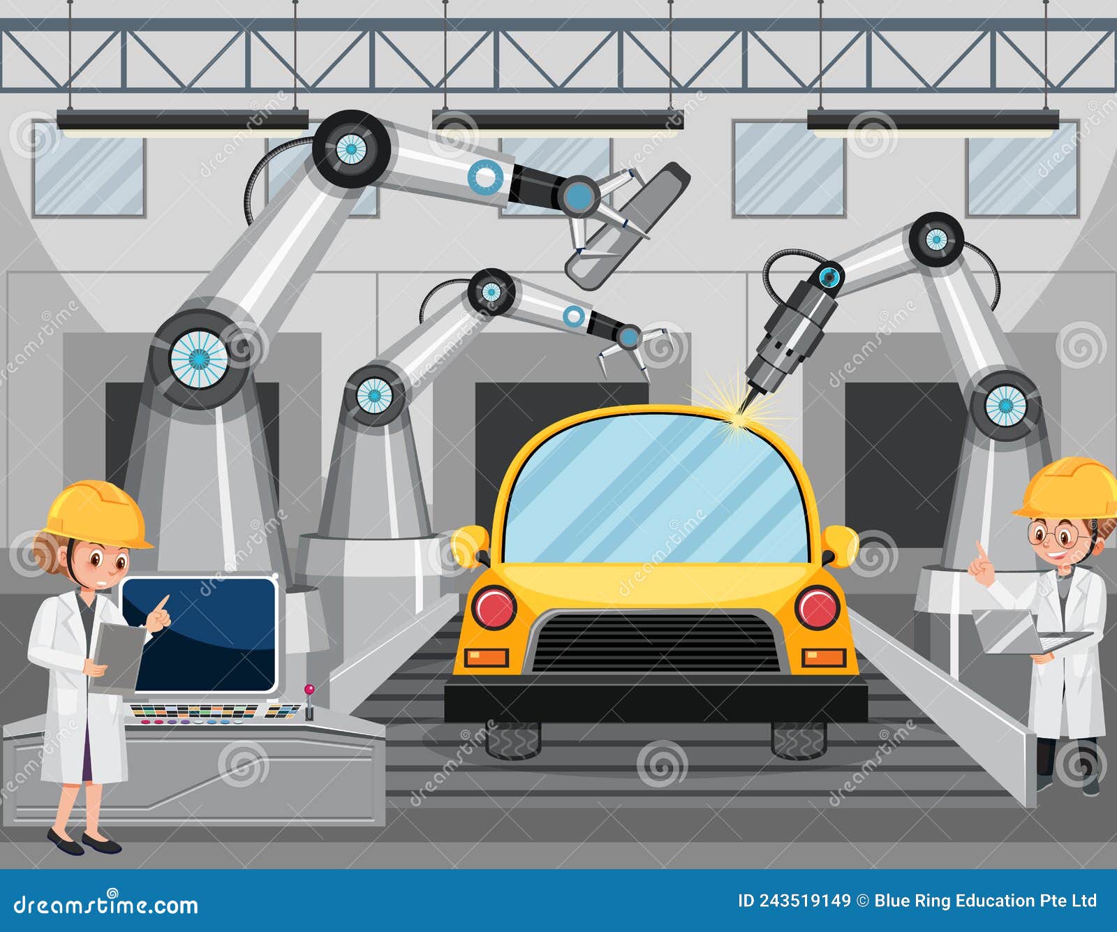Car Manufacturing Automation Concept Stock Vector - Illustration of ...