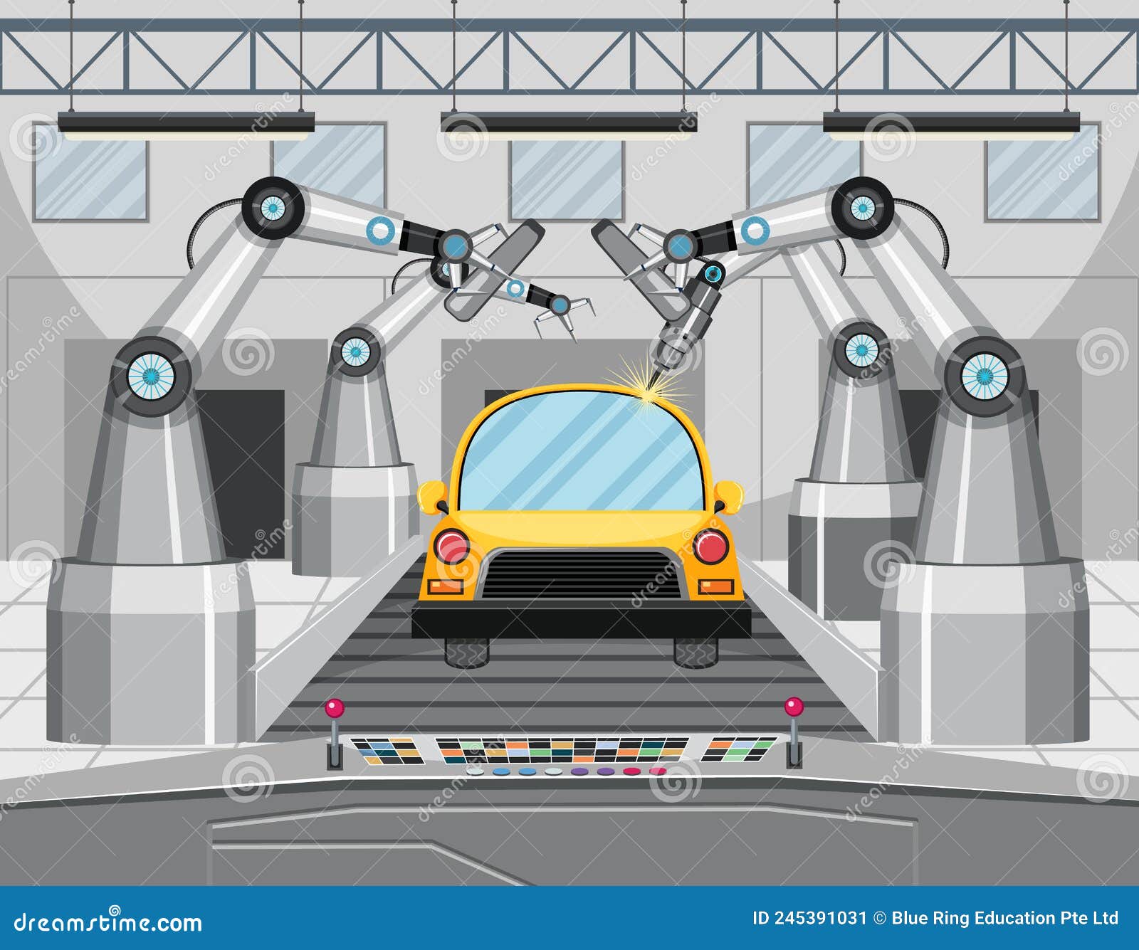 Car Manufacturing Automation Concept Stock Vector - Illustration of ...