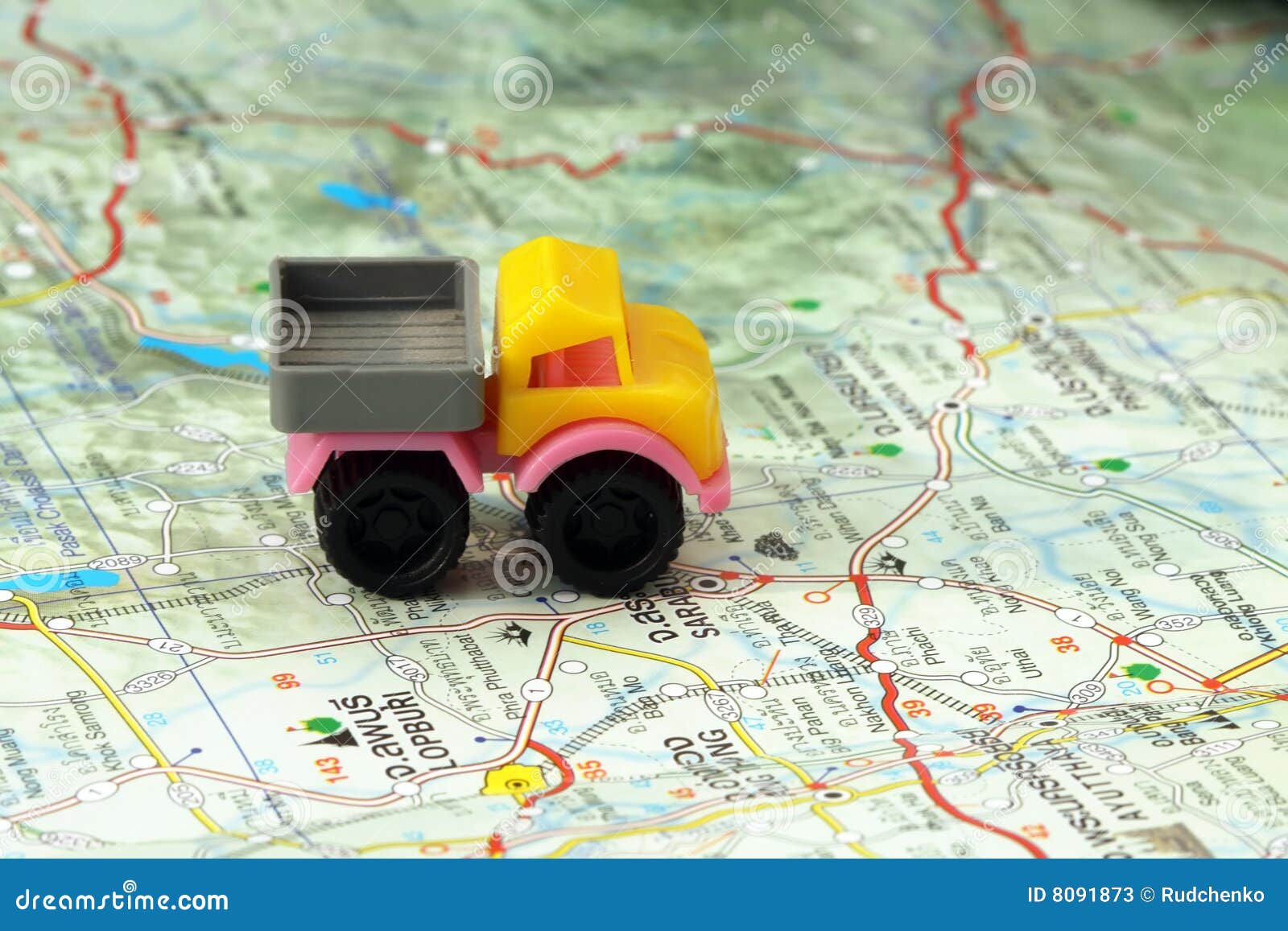 Car on a map stock image. Image of cartography, lorry - 8091873