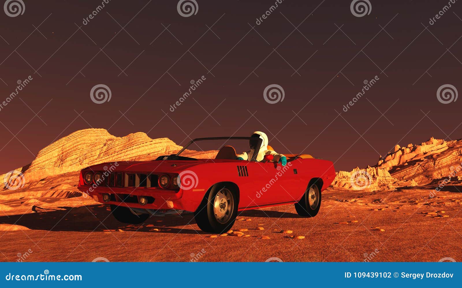 The car on Mars stock illustration. Illustration of science - 109439102