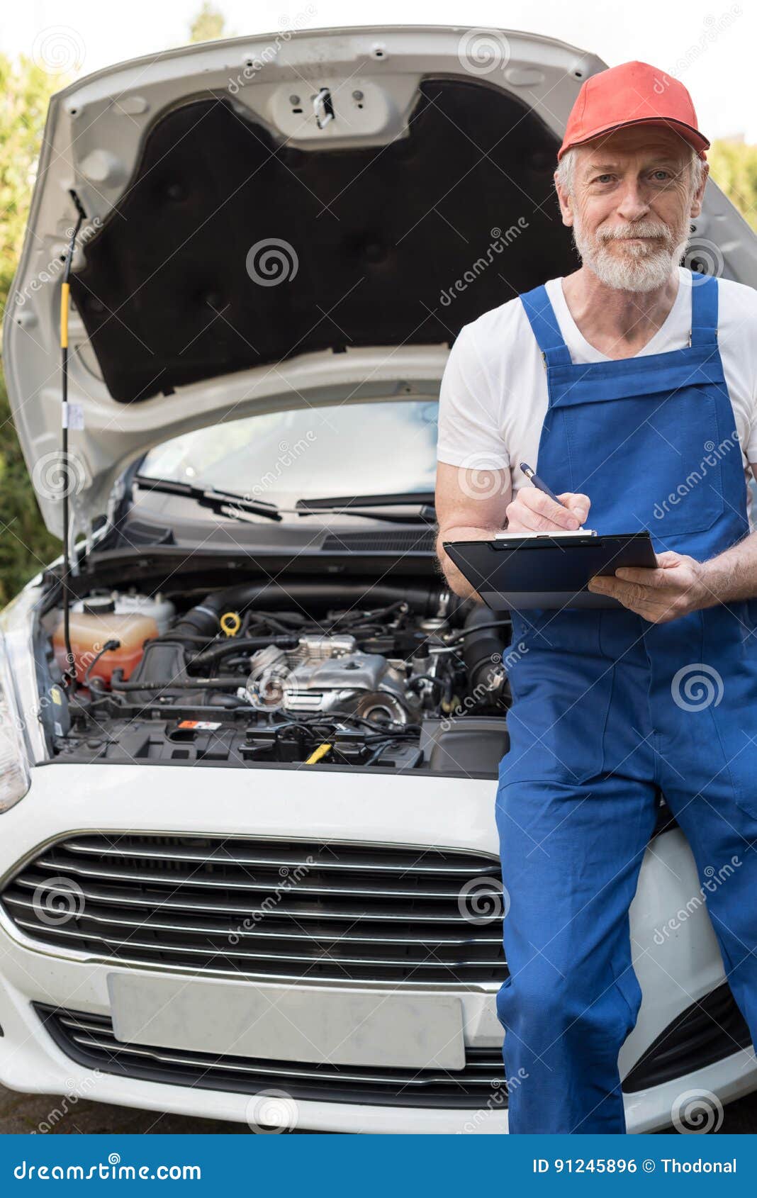 Car Mechanic Checking a Car Engine Stock Photo - Image of professional ...