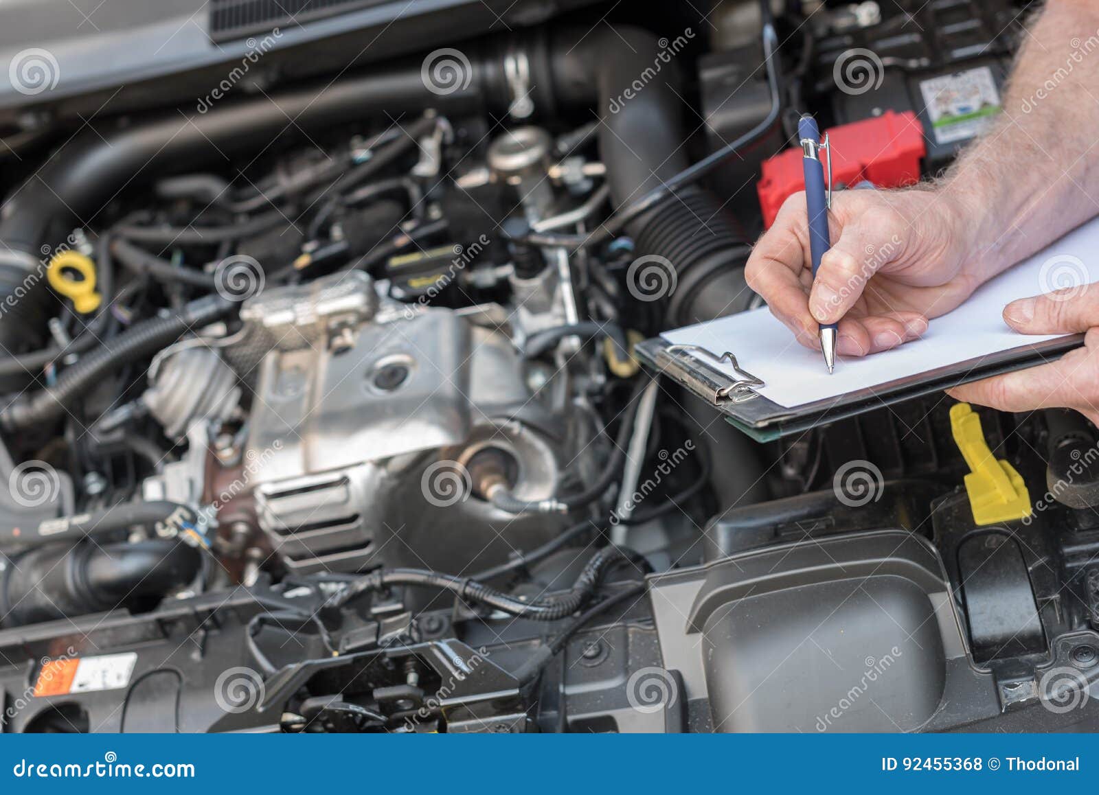 Car Mechanic Checking a Car Engine Stock Photo - Image of motor, shop ...