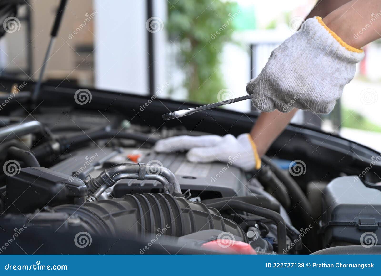 Car Mechanic Man Checking Engine in the Garage. Stock Photo - Image of engine, motor: 222727138