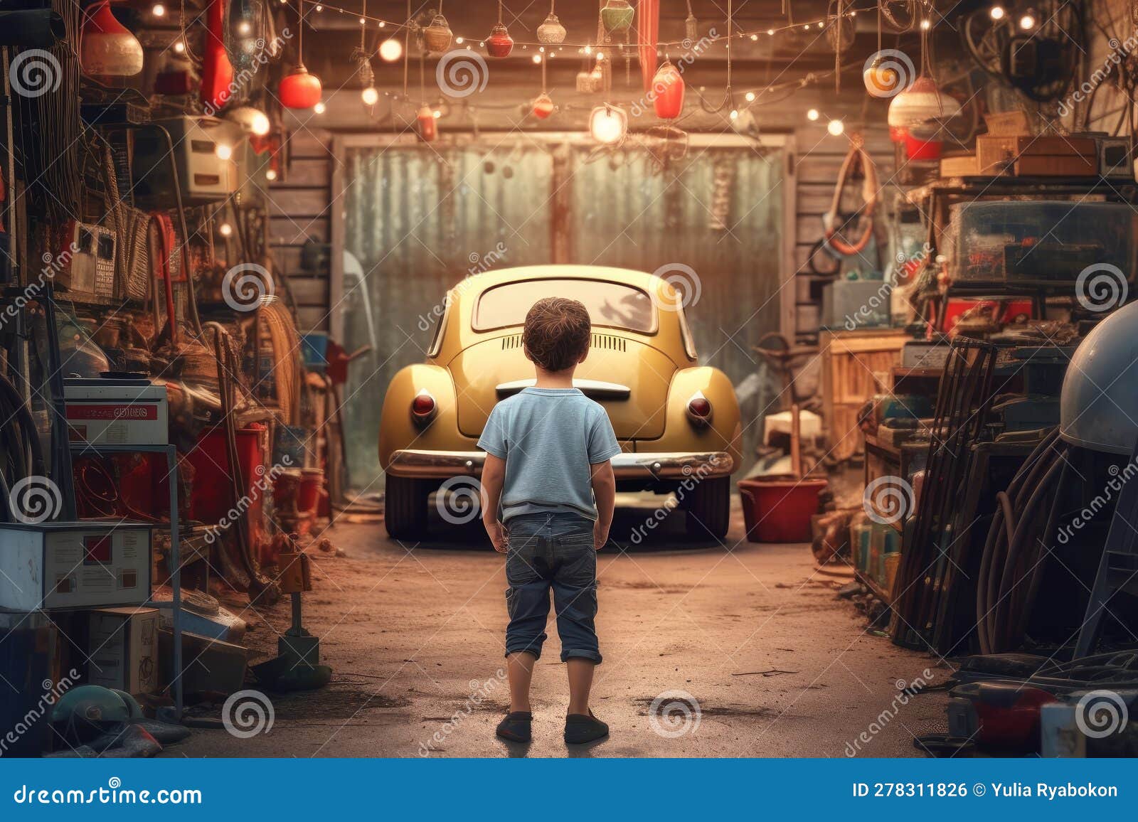 Car Mechanic Child Boy Garage. Generate Ai Stock Illustration ...