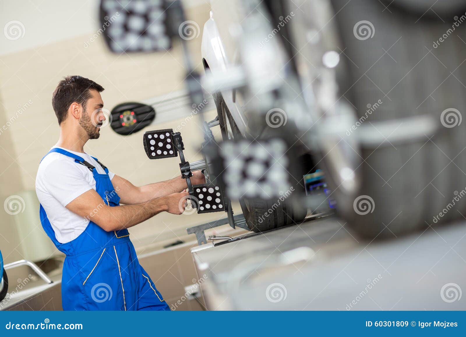 Car Mechanic Installing Sensor Stock Image - Image of machine, auto ...