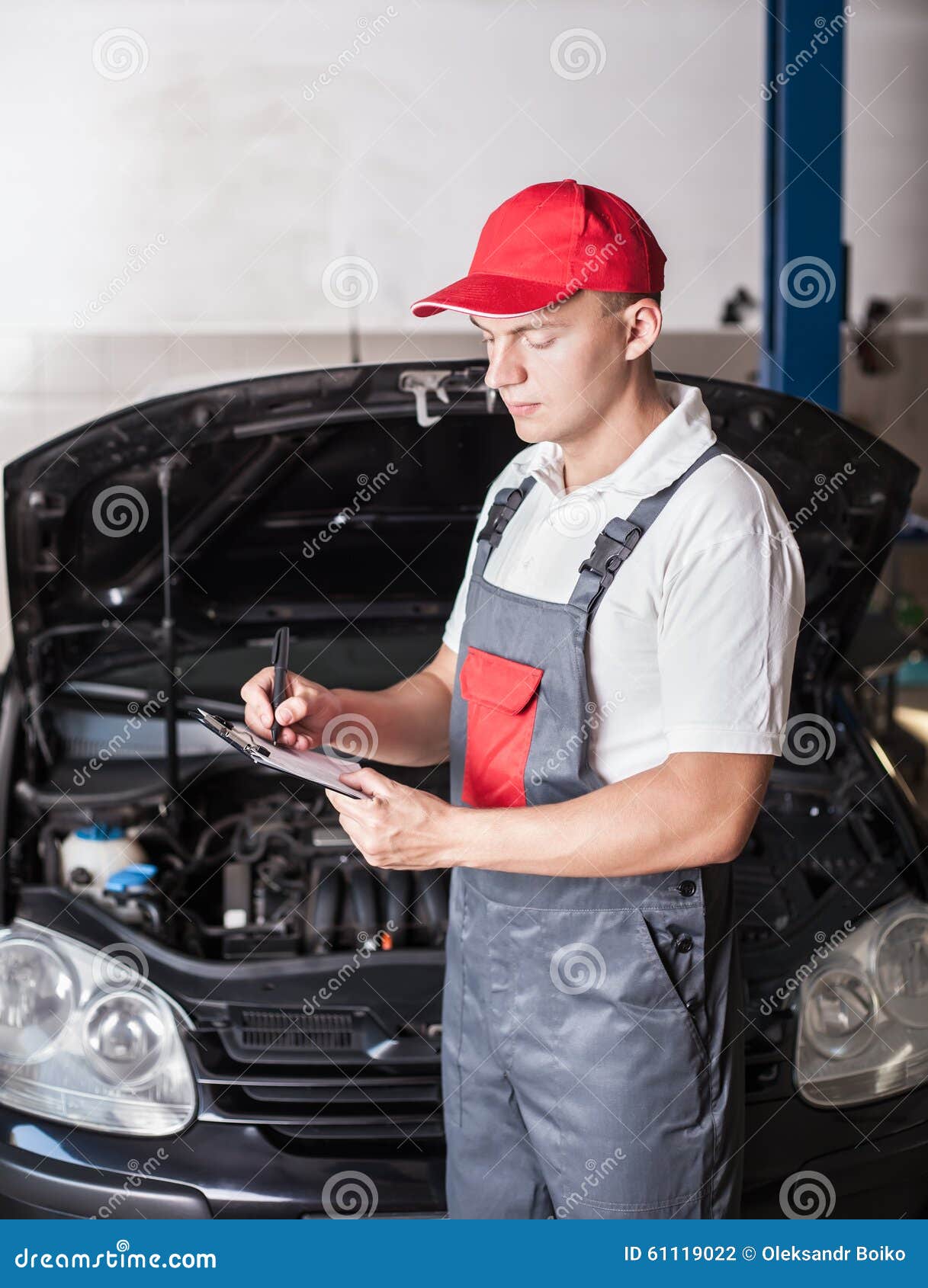 Car Mechanic Preparing Checklist Stock Photo - Image of problem ...