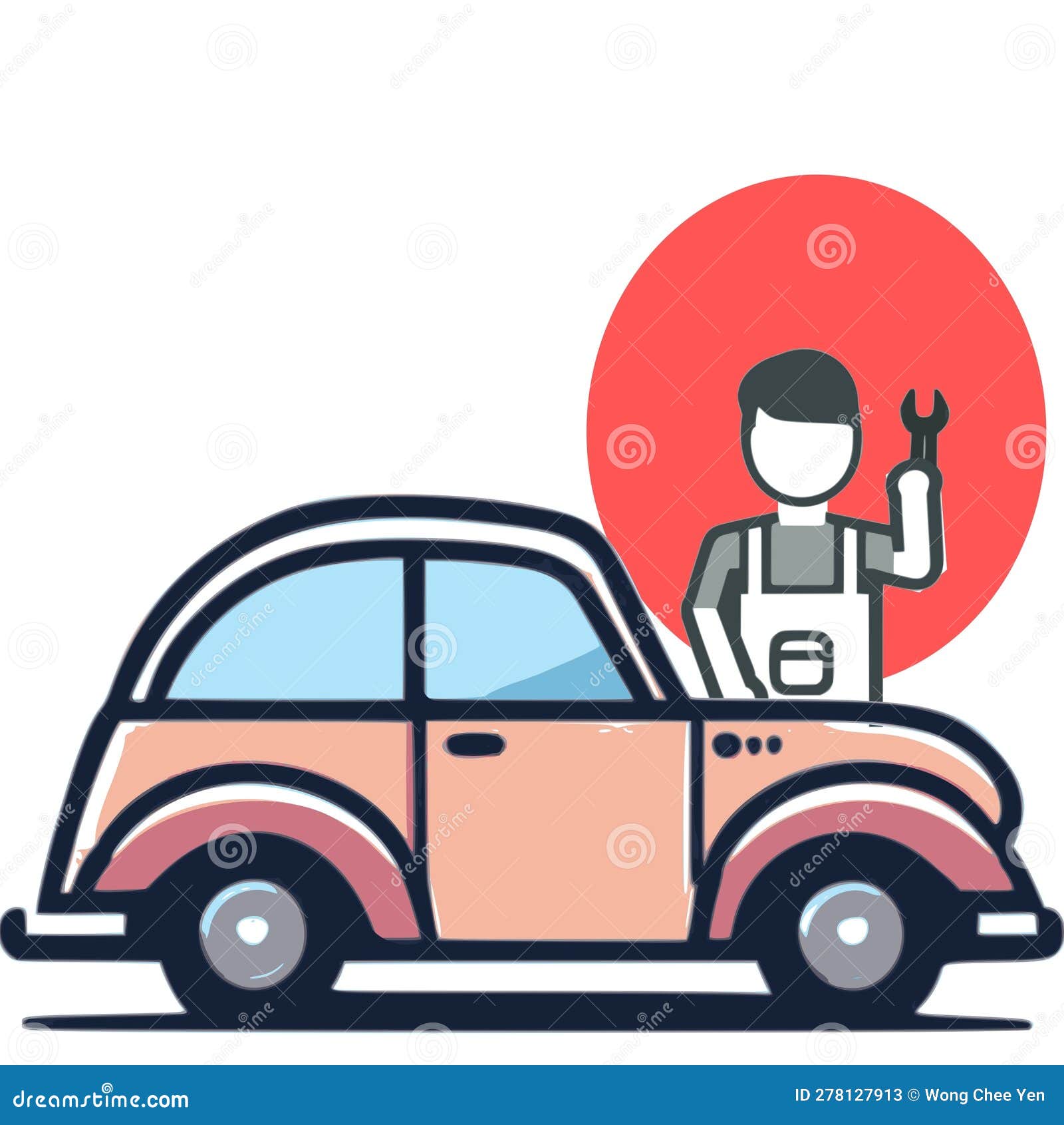 Car Mechanic Sun Vector Graphics Stock Illustration - Illustration of ...